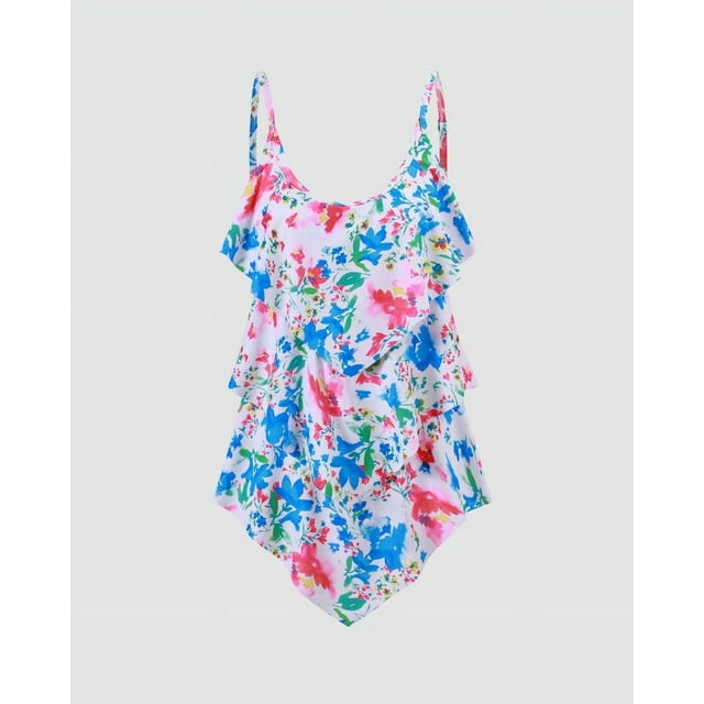 Unystyle Floral Print Womens Plus Size One Piece Swimsuits Tiered