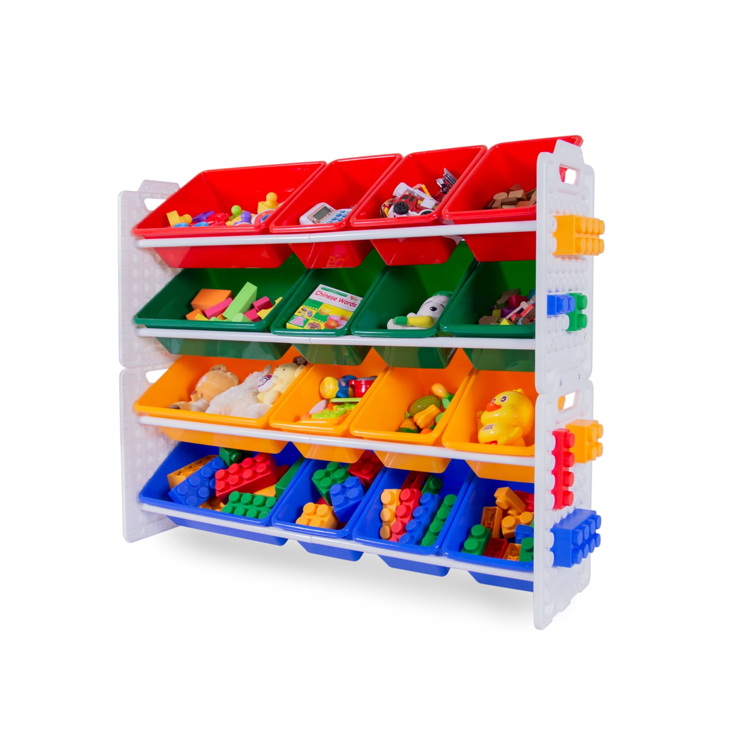 UNiPLAY Toy Organizer With 16 Removable Storage Bins, Multi-Bin Organizer for Books, Building ...