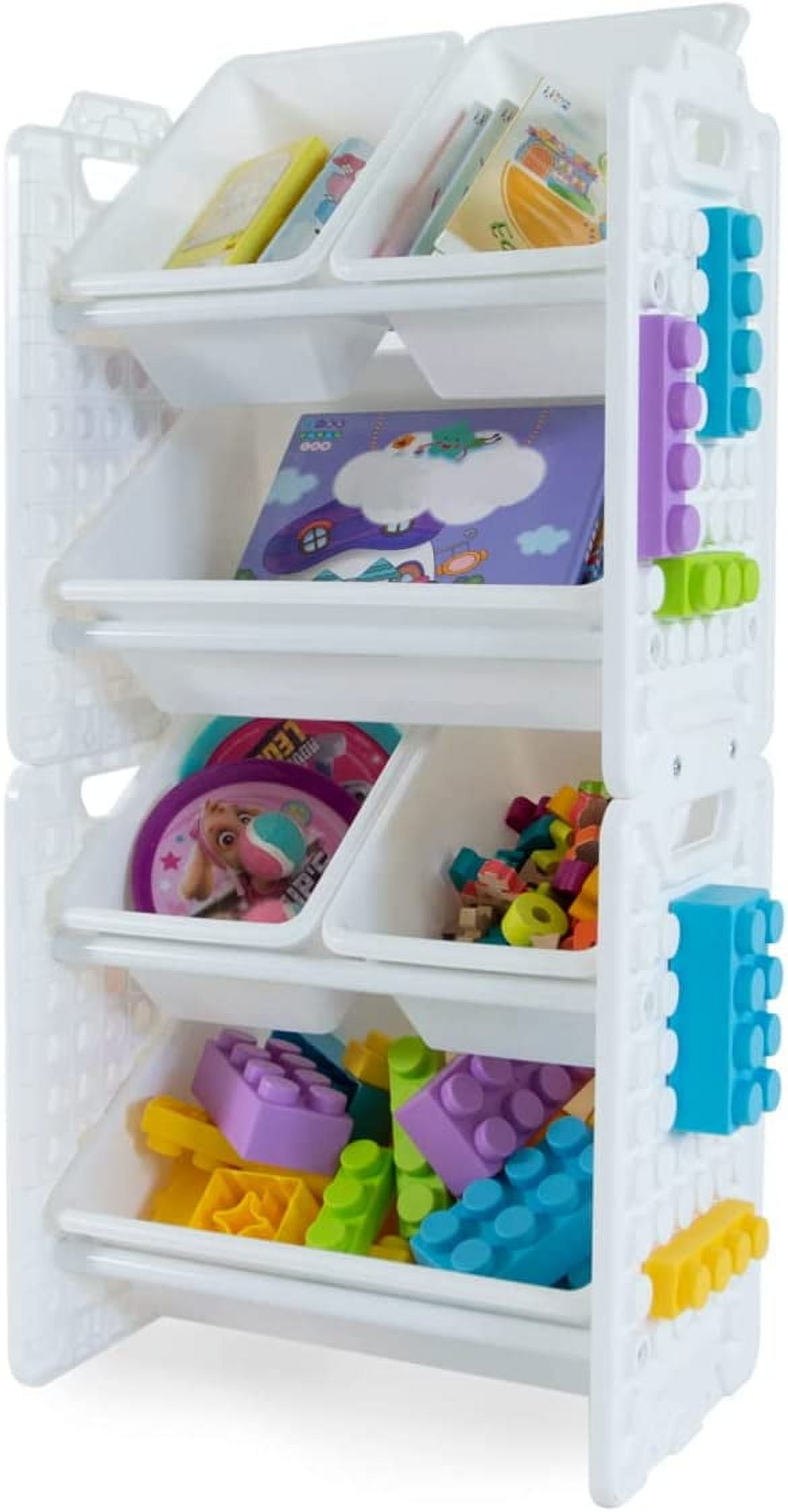 UNiPLAY Toy Organizer with 6 Removable Storage Bins, Multi-Bin Organizer for Books, Building ...