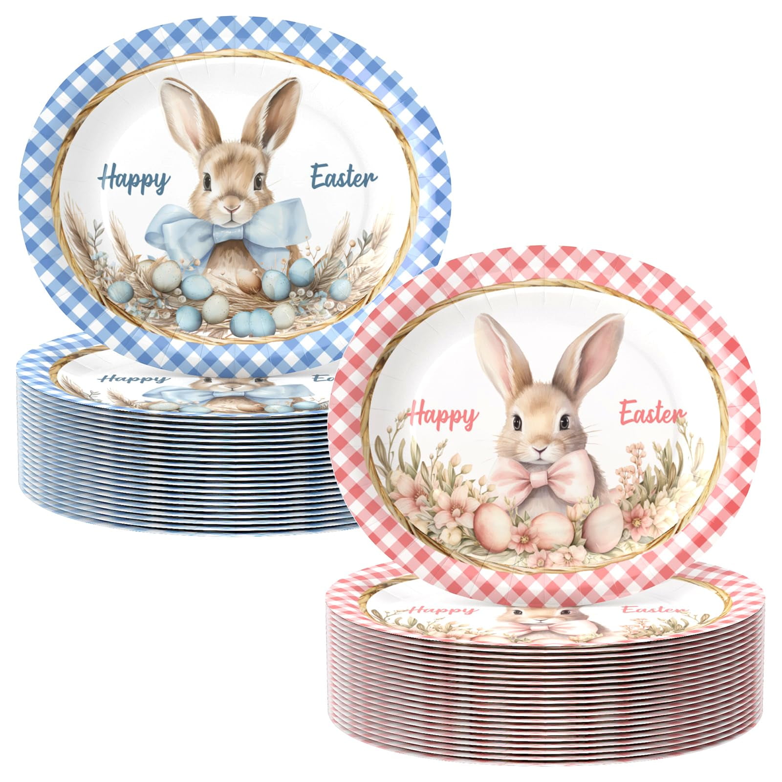 UODBUYO 50Pcs Easter Oval Paper Plates -10" x 12" Large Disposable ...