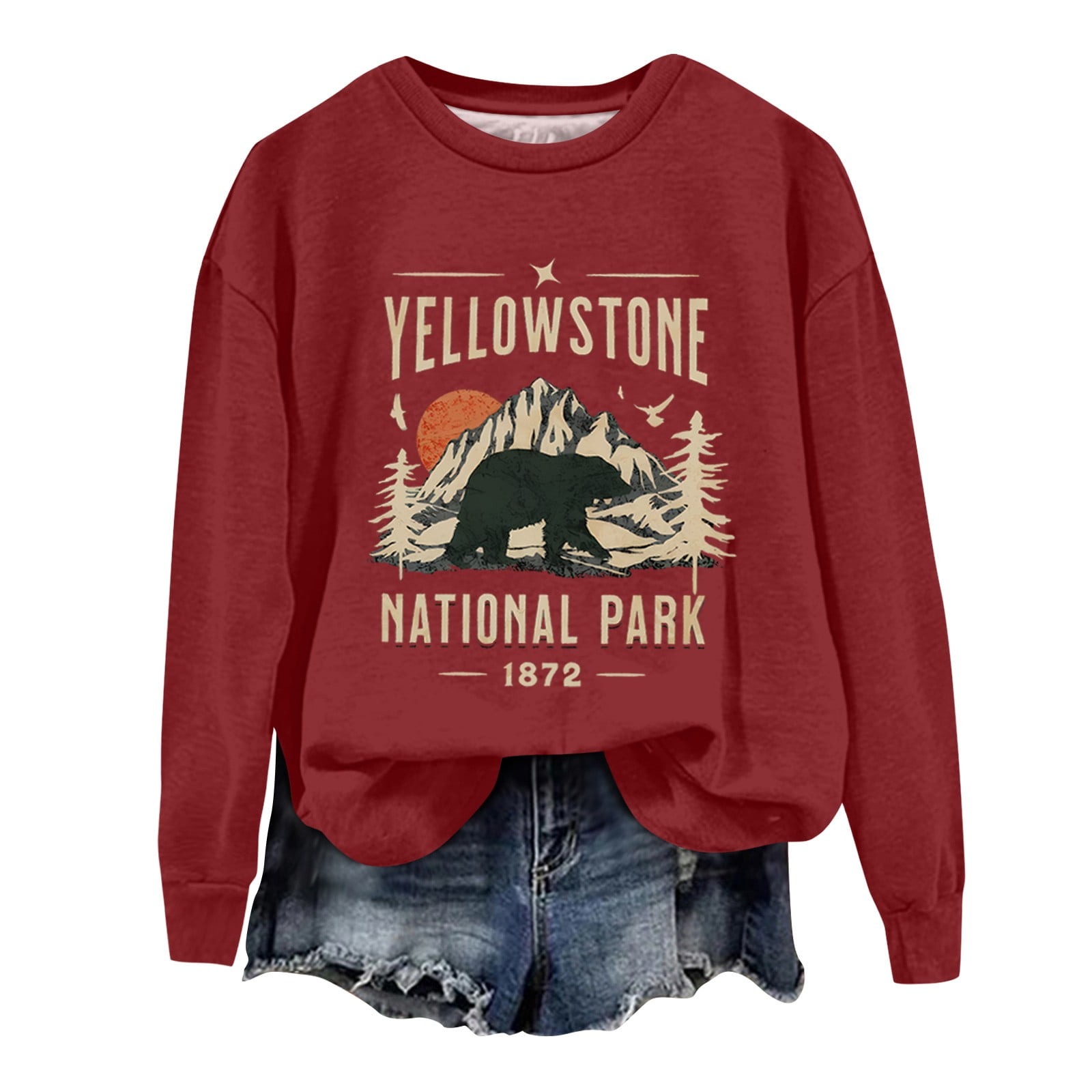 UOFOCO Yellowstone Long Sleeve Tops for Woman Long Sleeve Loose Fit ...