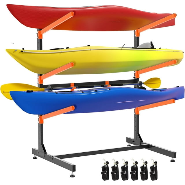 UOKRR Heavy-Duty Canoe & Kayak Storage Rack, Freestanding Outdoor ...