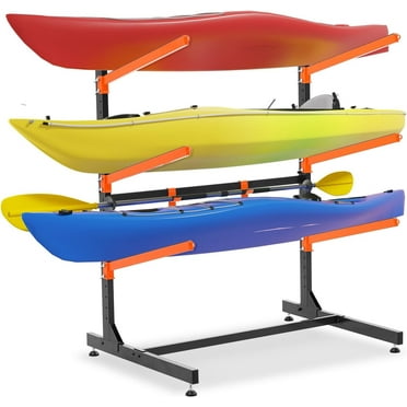 KFFKFF 2-Capacity Kayak Storage Rack Freestanding Kayak Stands Outdoor ...