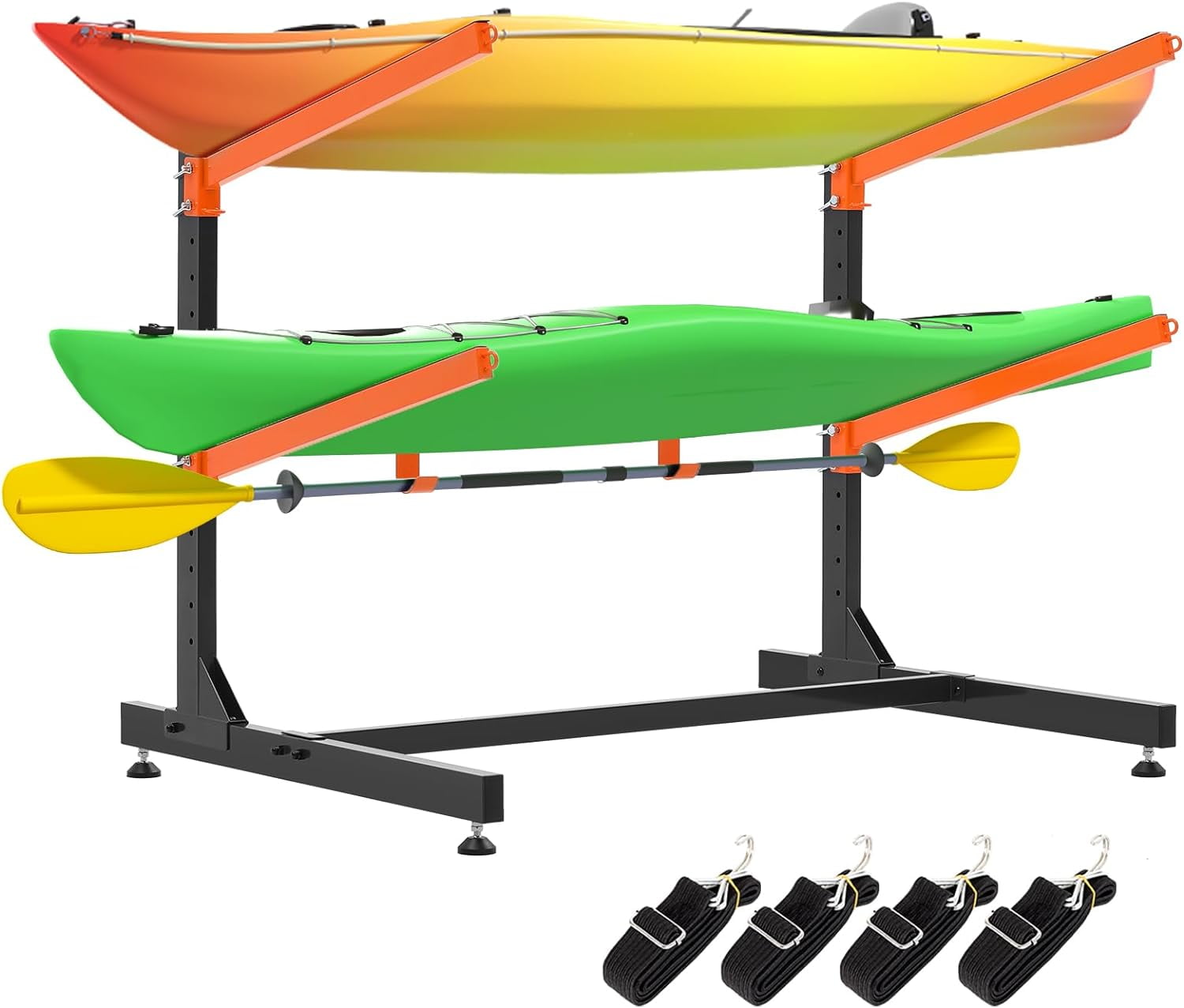 UOKRR Heavy-Duty Outdoor Kayak Storage Rack, Freestanding, Adjustable ...