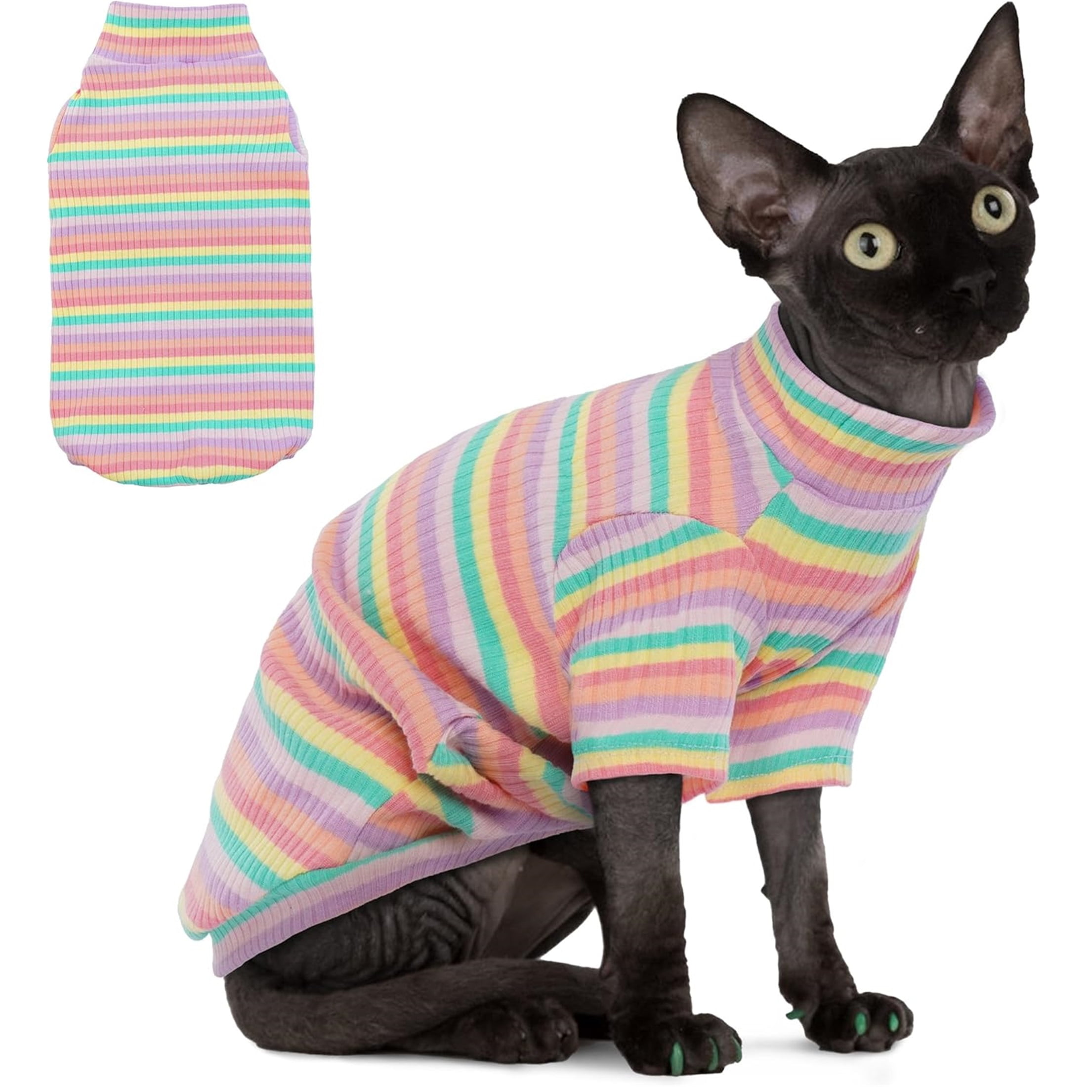 UOSIA Cat Clothes, Stretchy Cat Shirt, Cat Sweater with Sleeves, Sphynx ...