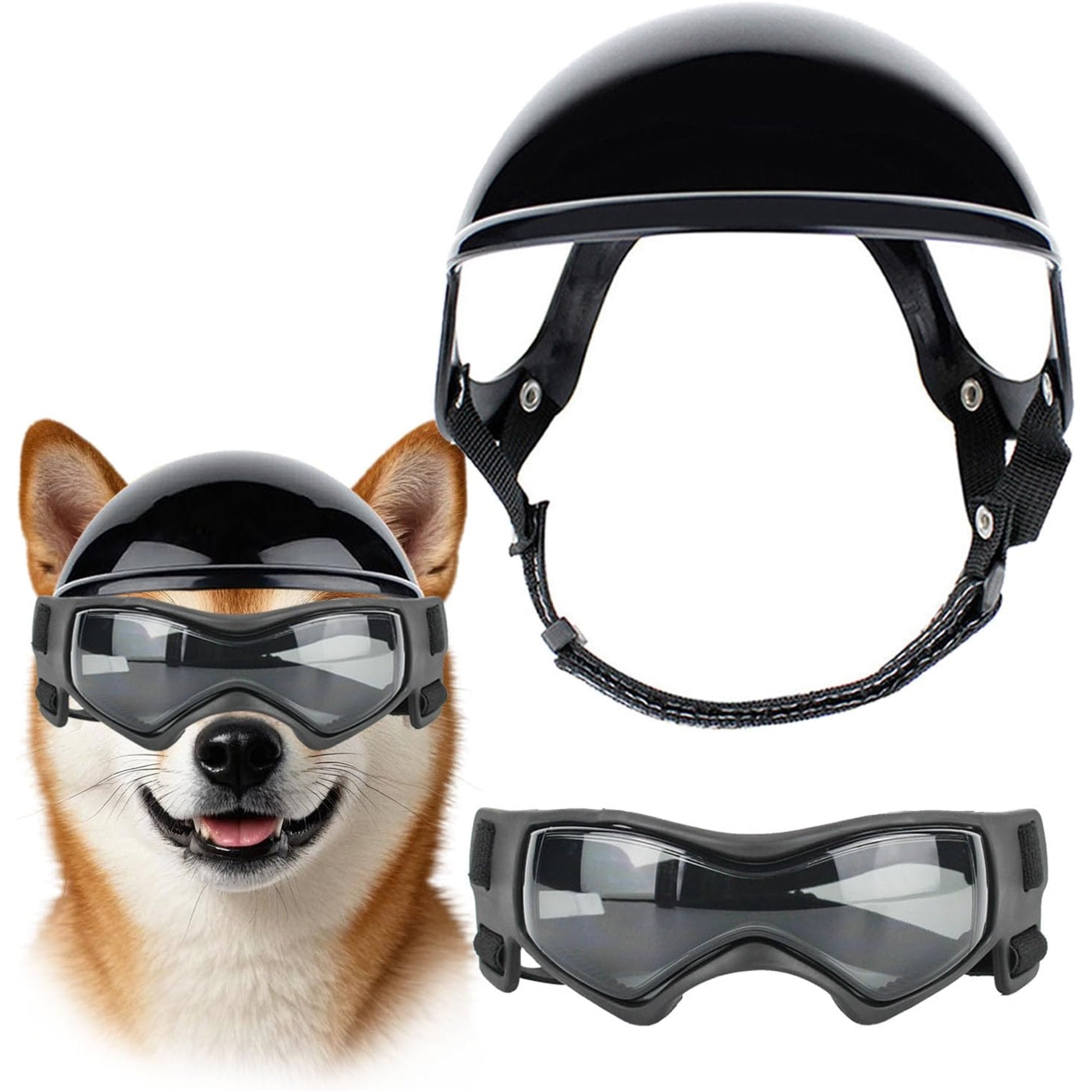 UOSIA Dog Helmet and Goggles Set for Medium Dogs, Adjustable Pet ...