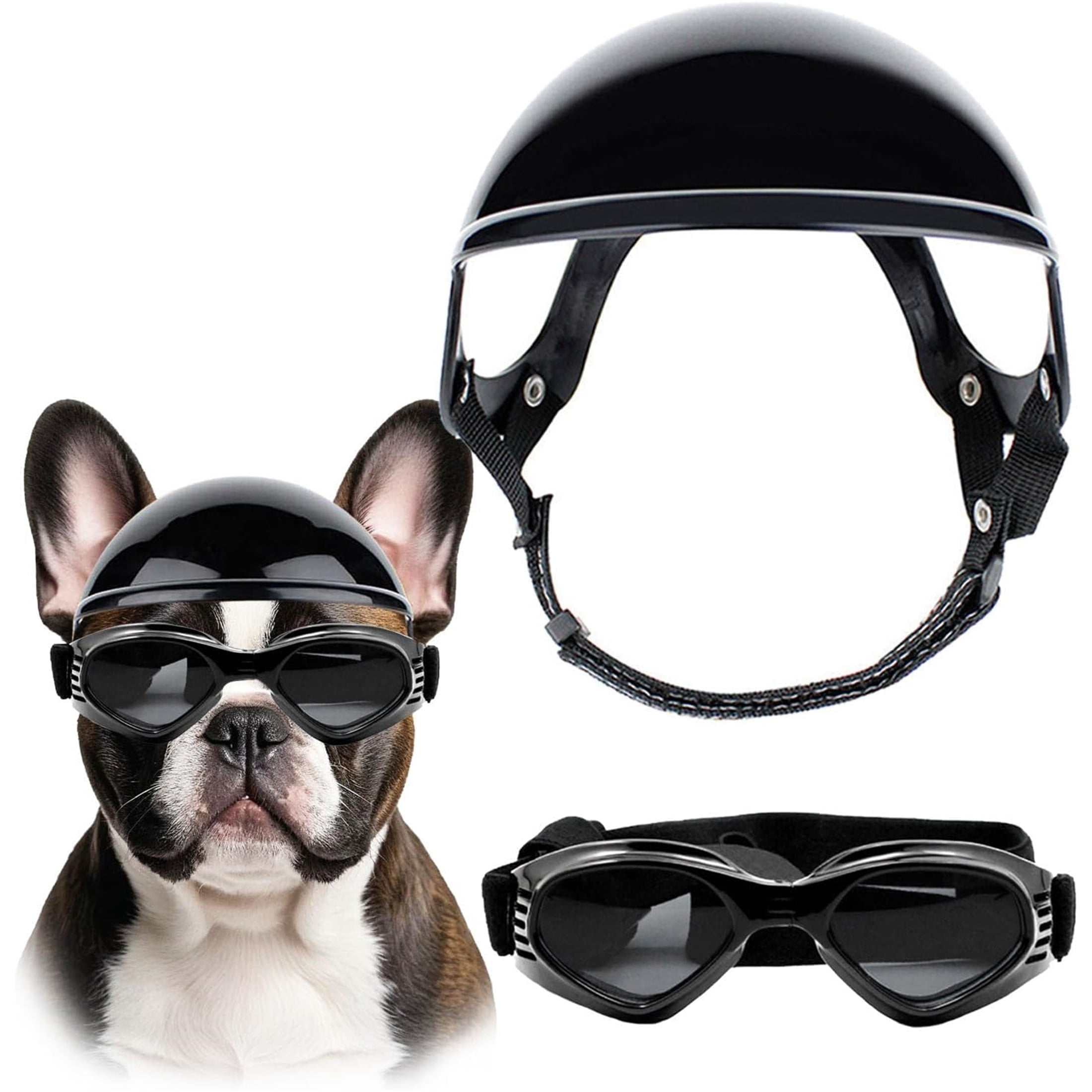 UOSIA Dog Helmet and Sunglasses Set for Small to Medium Dogs, Foldable ...