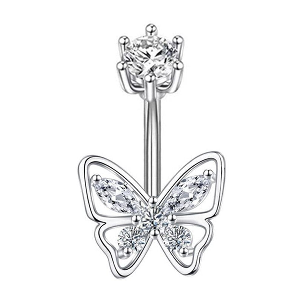 UOYOT Butterfly Belly Button Nail Six Claw Zircon Navel Puncture ...