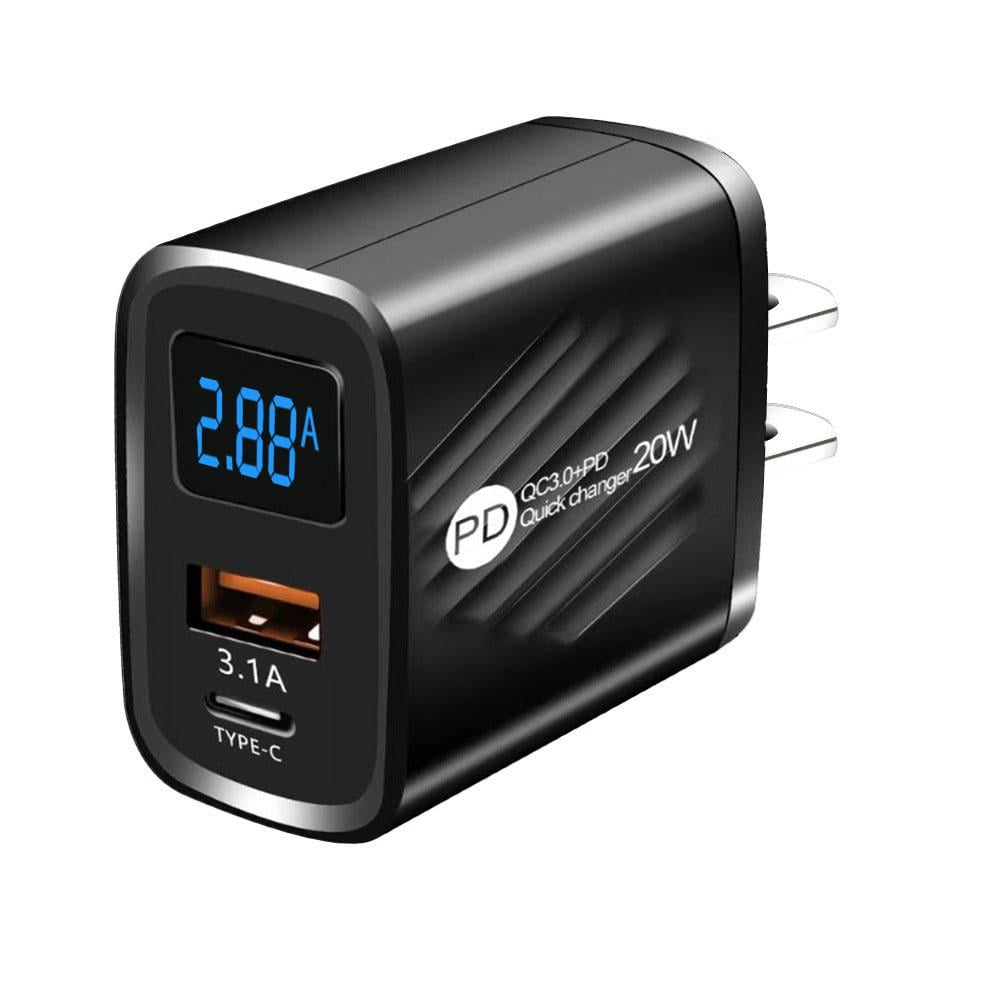 UOYOTT 20W PD QC3.0 Digital Display Fast Charger USB-A TypeC Quick ...