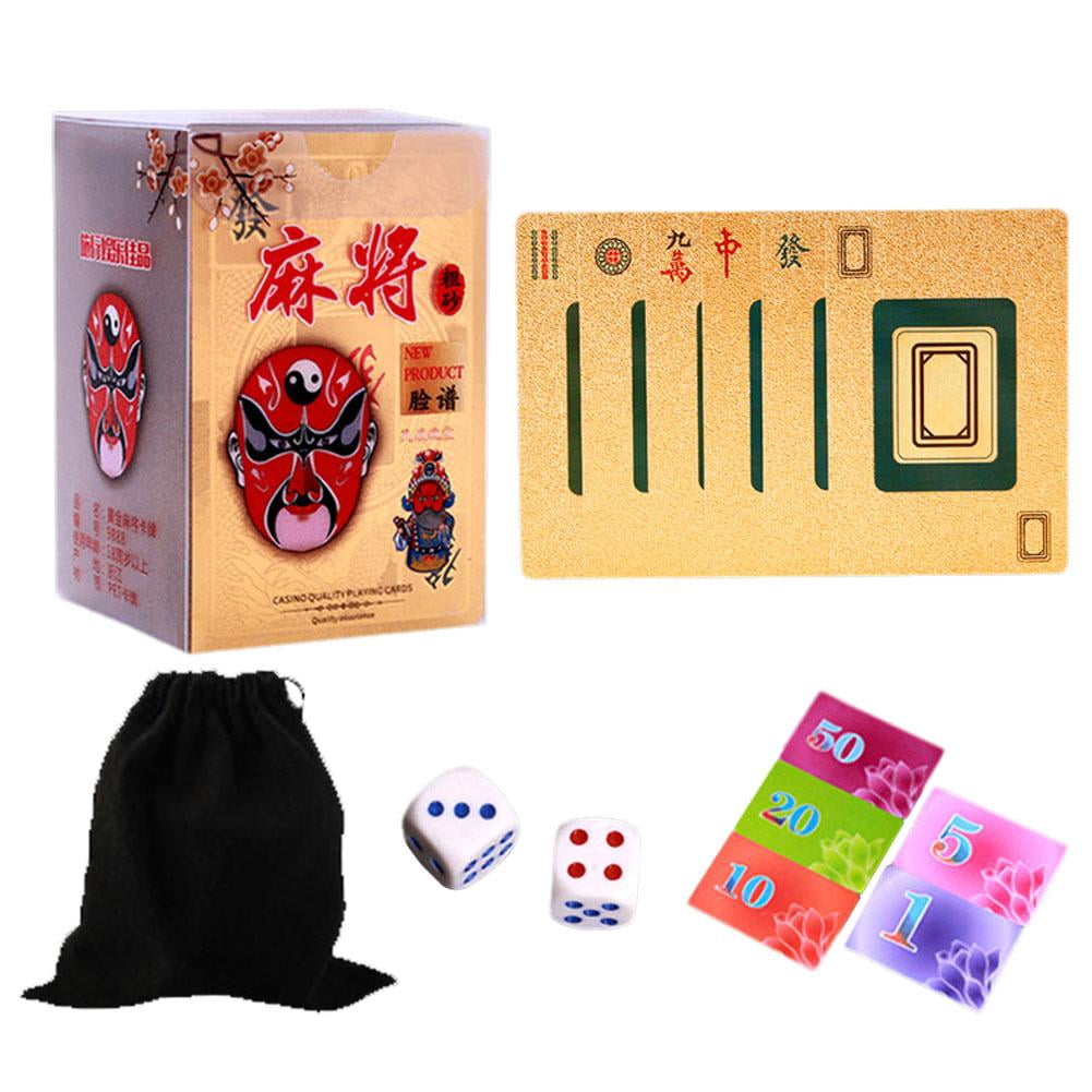 UOYOTT BOWTONG Mahjong Tiles Frosted Gold Mini All Plastic Portable ...