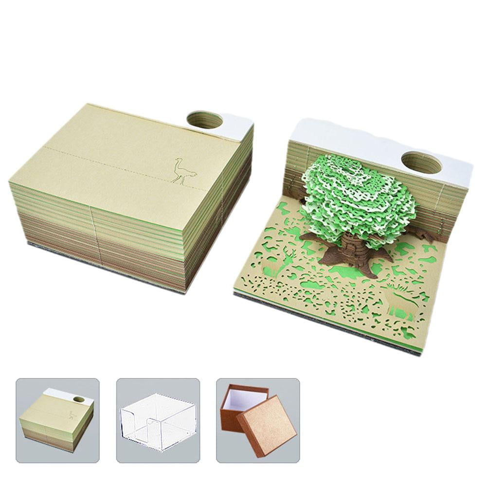 UOYOTT Block 3D Art Notepad 3D Calendar 2024 Tree House Memo Blocks ...