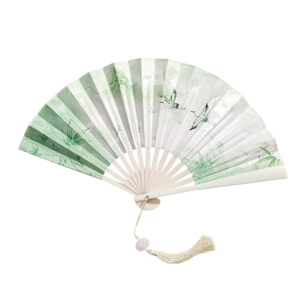 UOYOTT Folding Fan Classical Dancing Cloth Fan Vintage Fan Hand Held ...