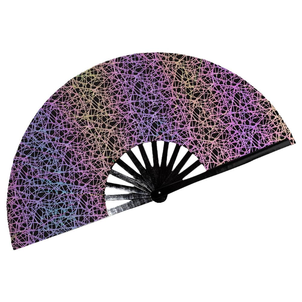 UOYOTT Large Rave Folding Hand Fabric Fan Women/Men Foldable Ed ...