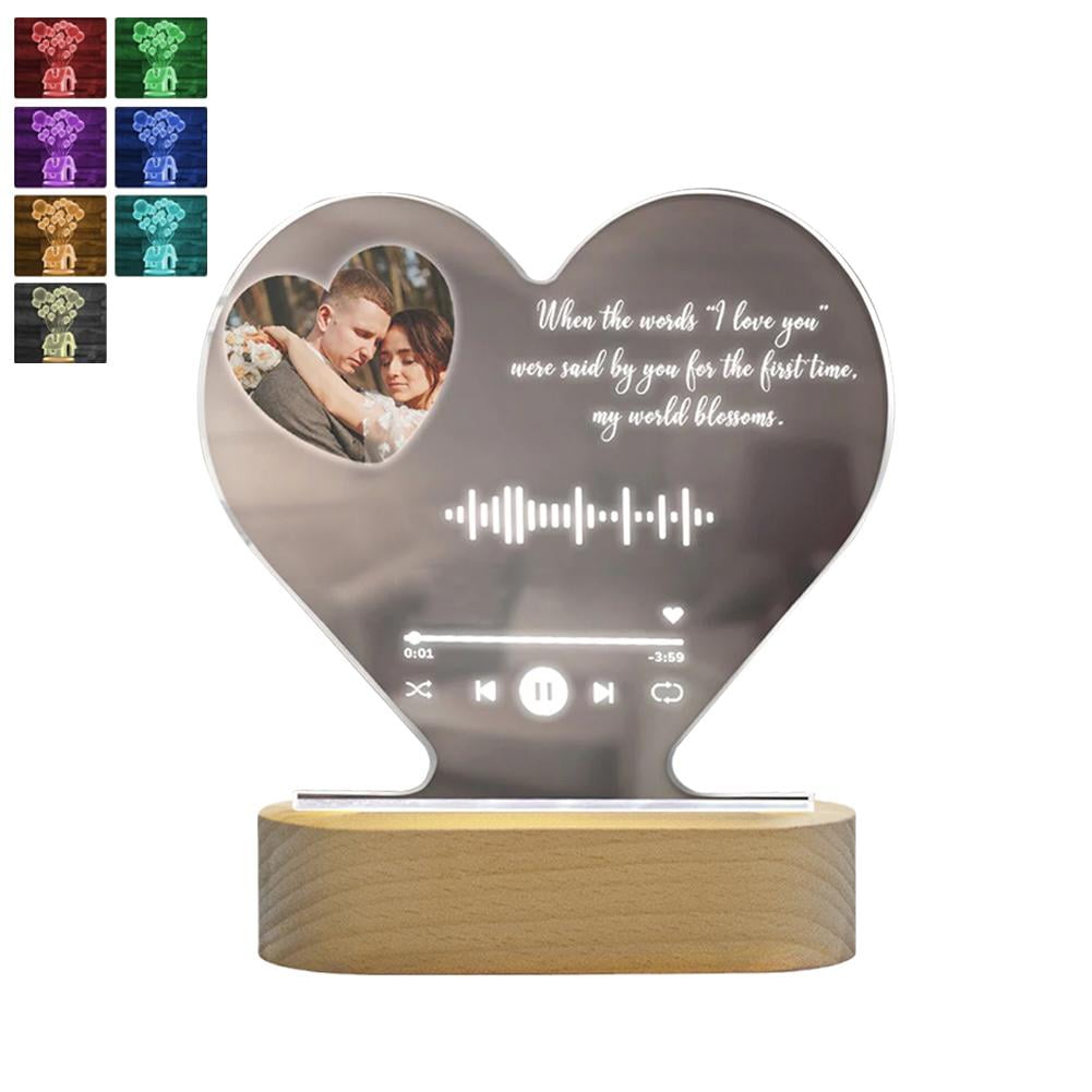 UOYOTT Personalised Heart Photo Frame Lamp, Acrylic Custom Night Light ...