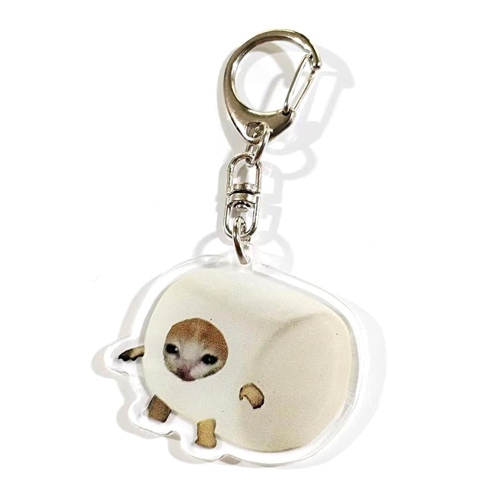 UOYOTT Portable Happy Funny Cat Keychain Food Cat Head Bag Pendant Men ...