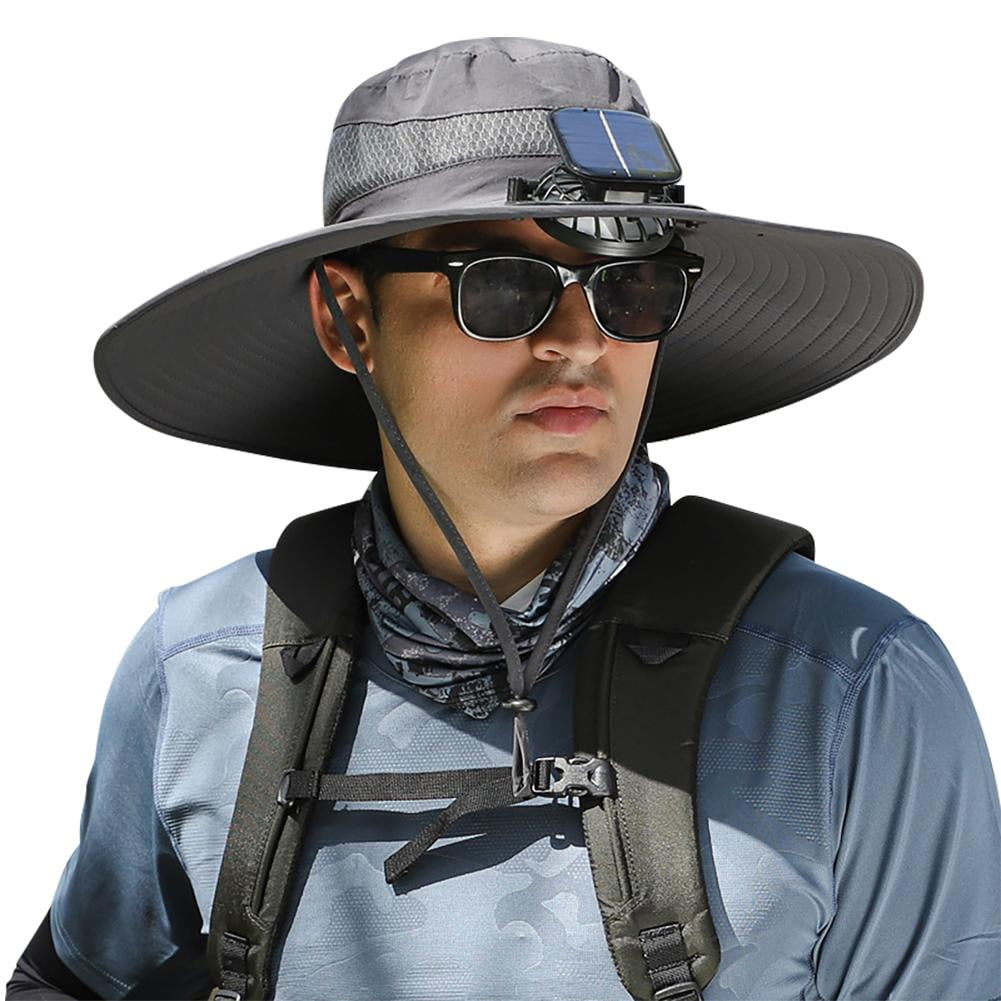 UOYOTT Solar Fan Hats Rechargeable Outdoor Cooling Shading Sun Z7W8 ...