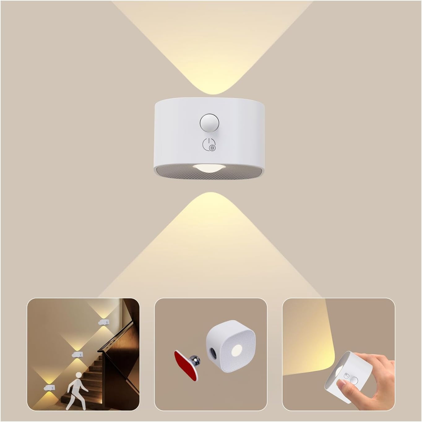 UP&Down Light Source Wall Sconces with Motion Sensor, Cordless LED Wall ...