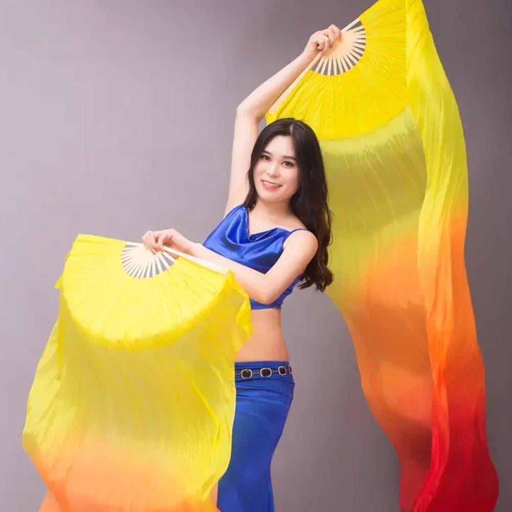 UP to 60%! off EtherealEdge Dance Fire Flag Long Silk Fans Bamboo Veils ...