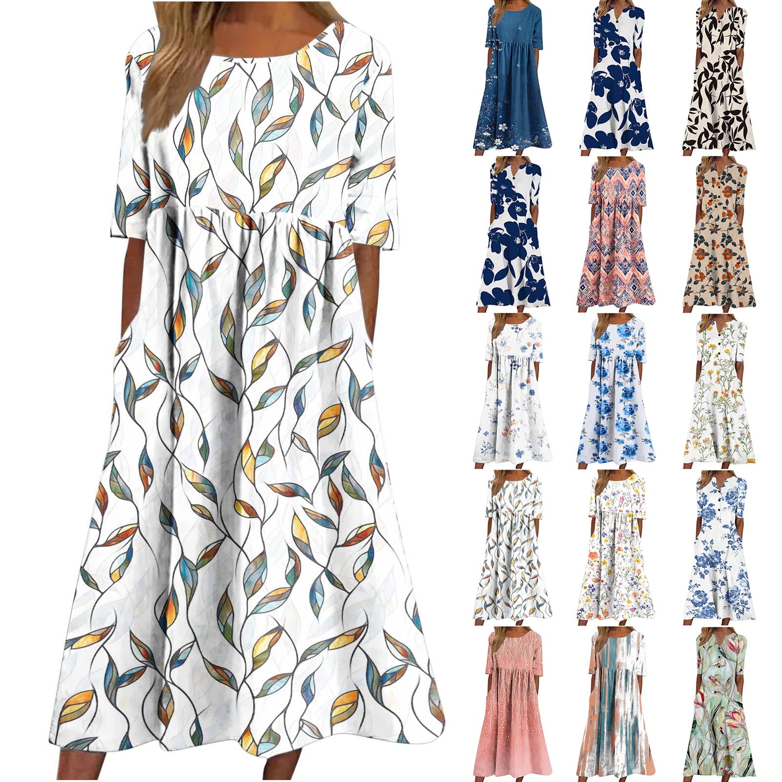 UP to 65% Off! Xuniizn Sundresses for Women 2025 Loose Floral Printing ...