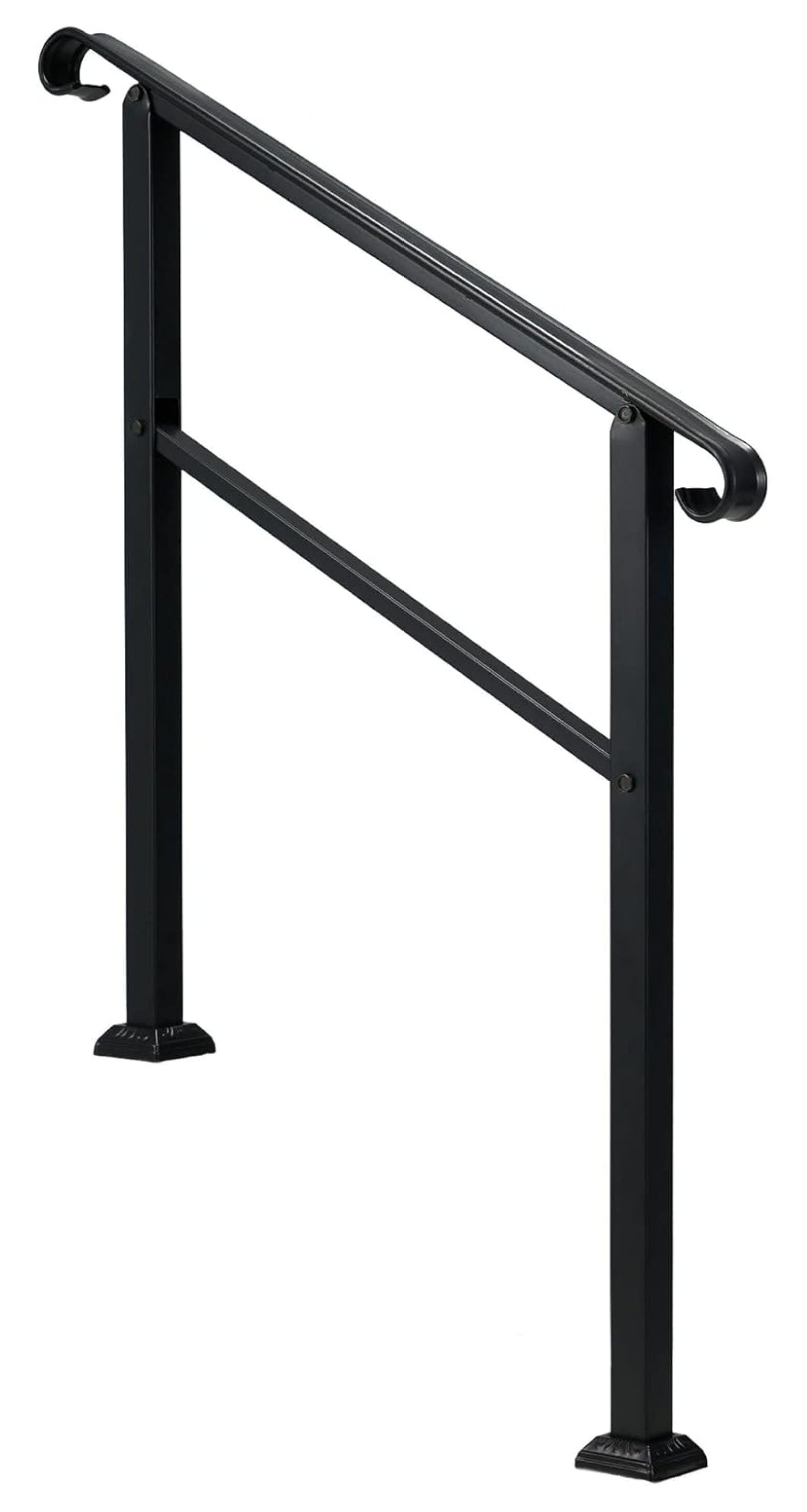 UP040 1, 2, or 3 Step Wrought Iron Transitional Entrance Handrail with ...