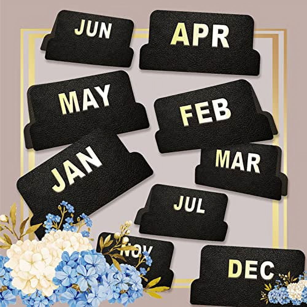 UPAFEXXI-Leather Monthly Tabs, 48 Pcs Month Tabs,Planner Tabs, Calendar ...