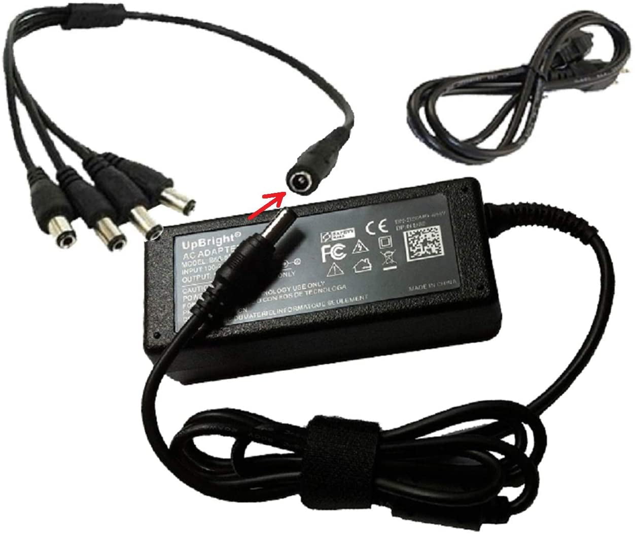 UPBRIGHT 4 Splitter/4 Way Power Cord + AC Adapter For Swann PRO-A855 ...