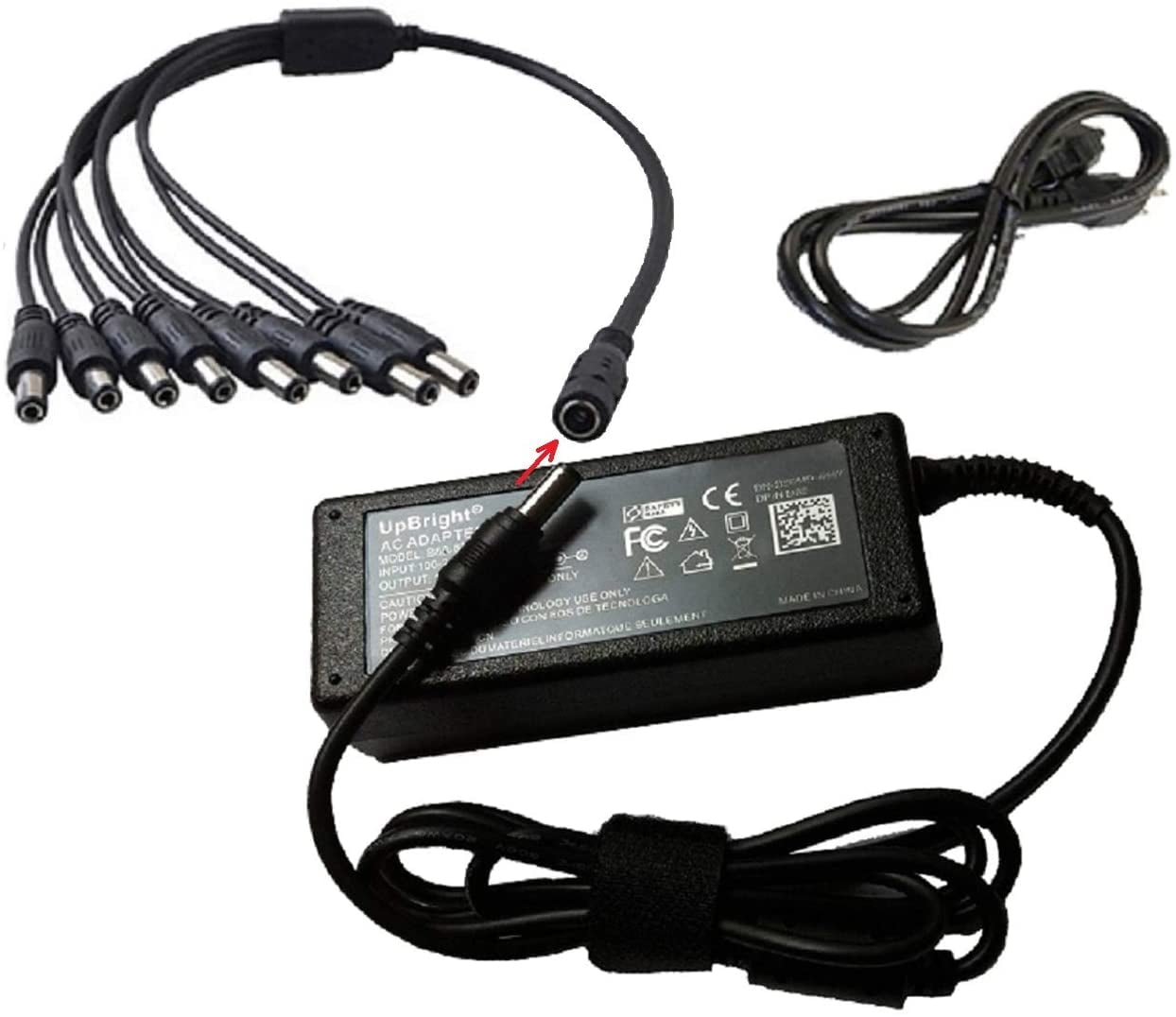 UPBRIGHT 8 Port 12V 5A AC/DC Adapter For CCTV Surveillance Cameras ...