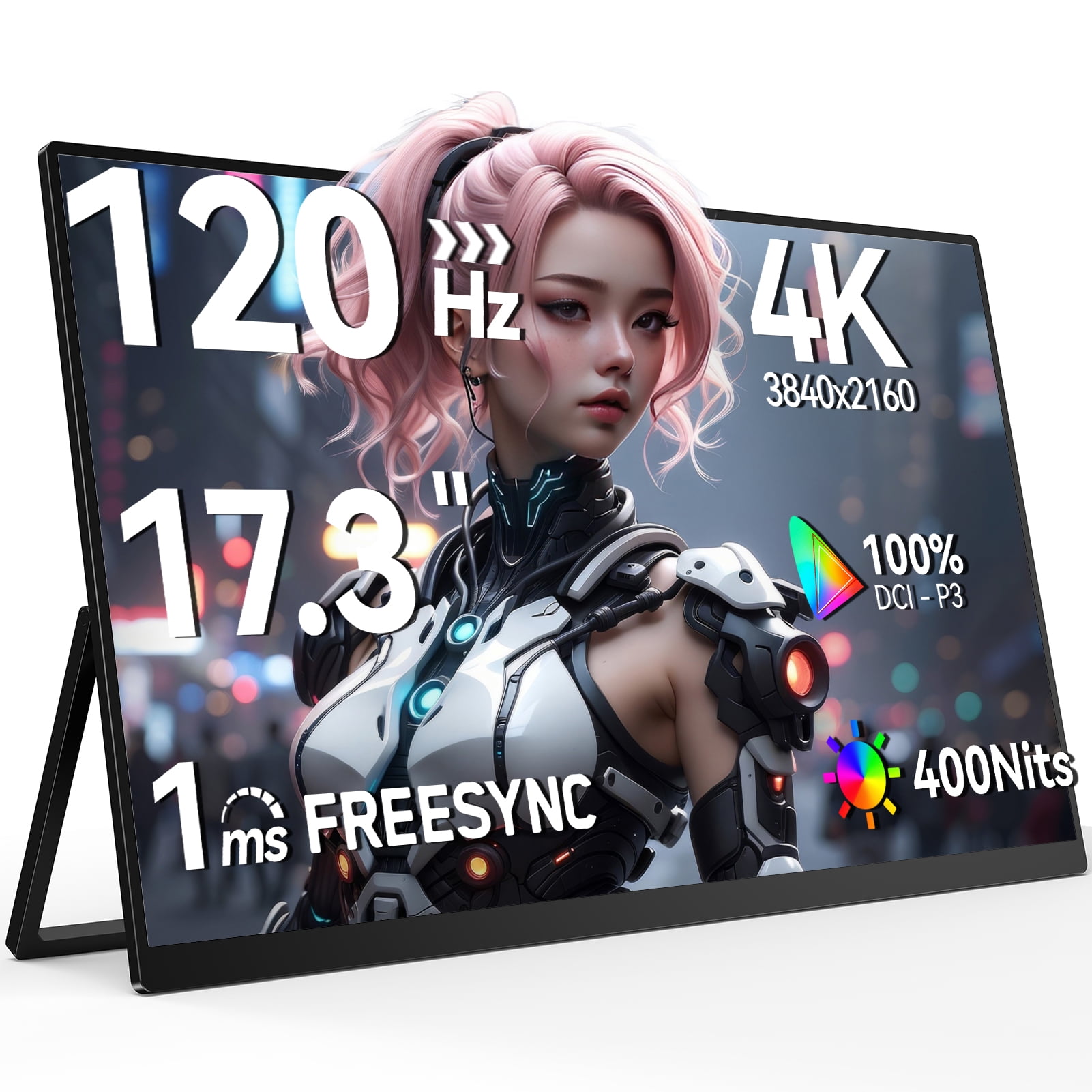 UPERFECT 17" 4K Portable Gaming Monitor, 120Hz, 3840x2160 Resolution ...