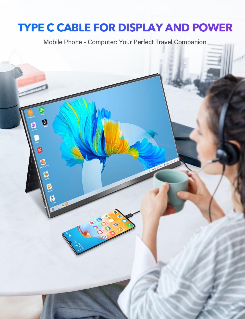 UPERFECT Portable Monitor for laptop, 15.6" 1080P Second External ...