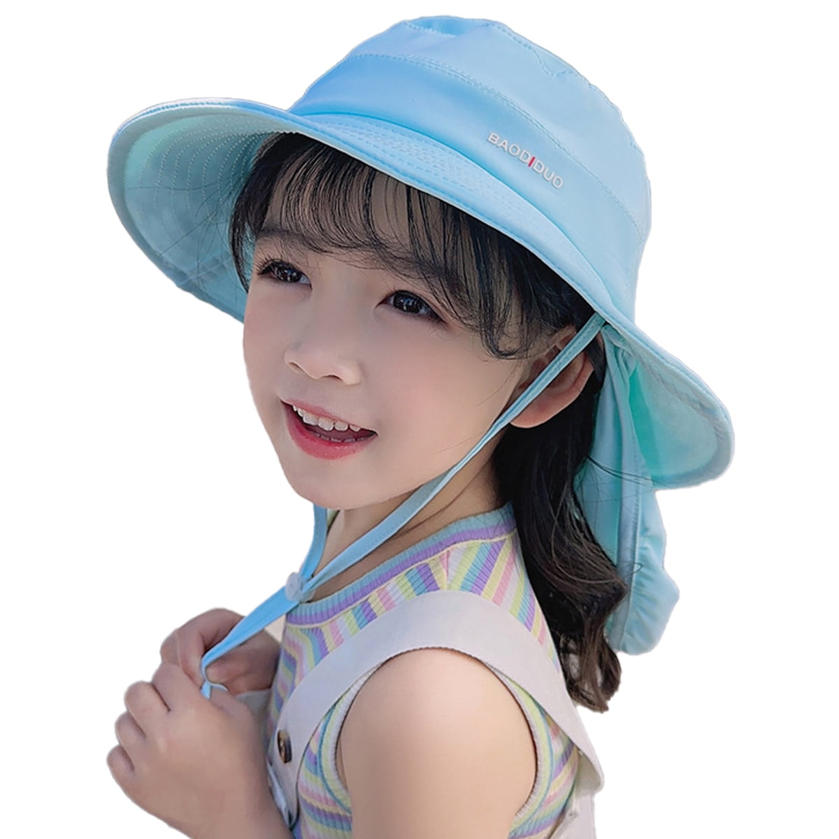 UPF 50+ Boys Girl Sun Hat with Neck Flap Summer Beach Hat Kids Safari ...