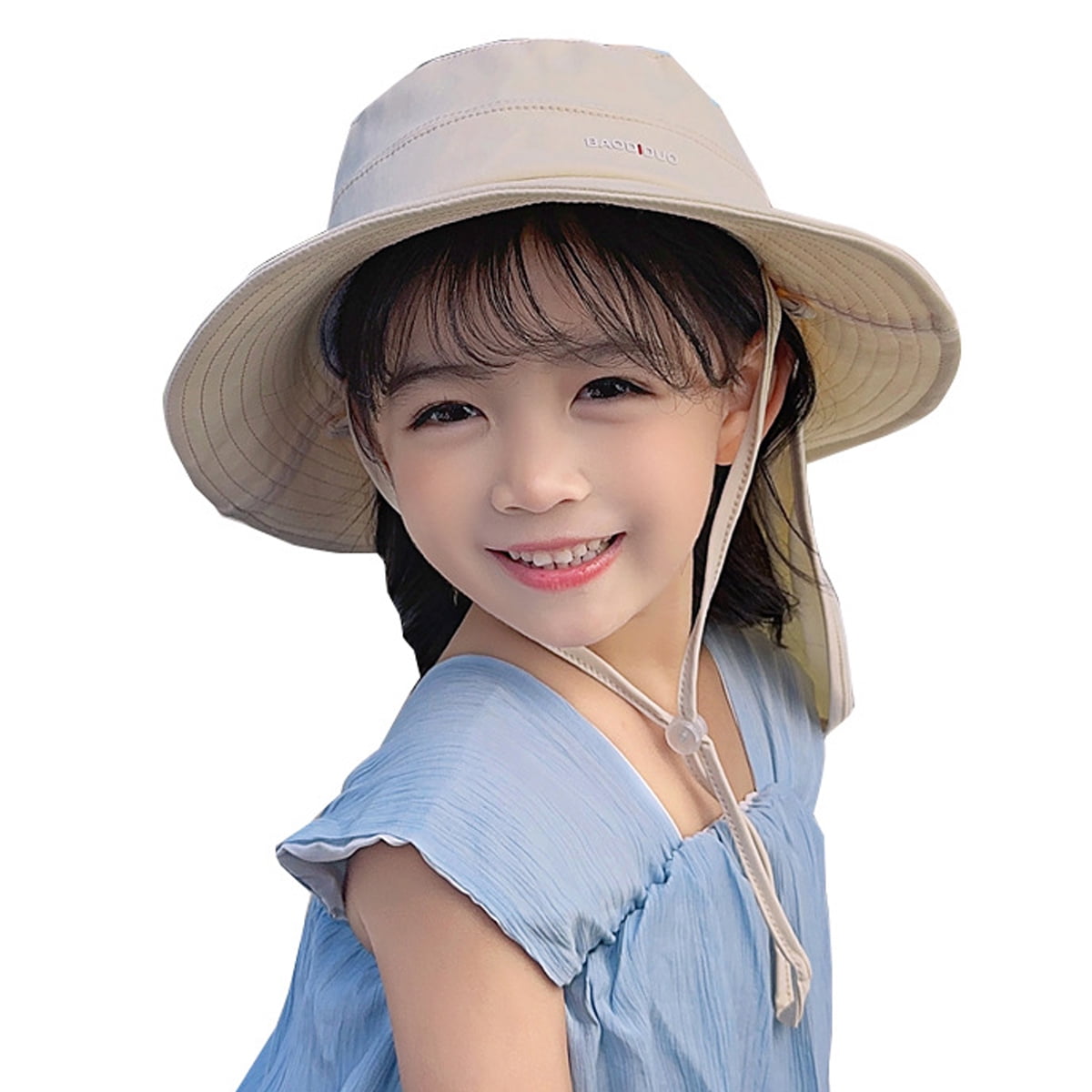 UPF 50+ Boys Girl Sun Hat with Neck Flap Summer Beach Hat Kids Safari ...