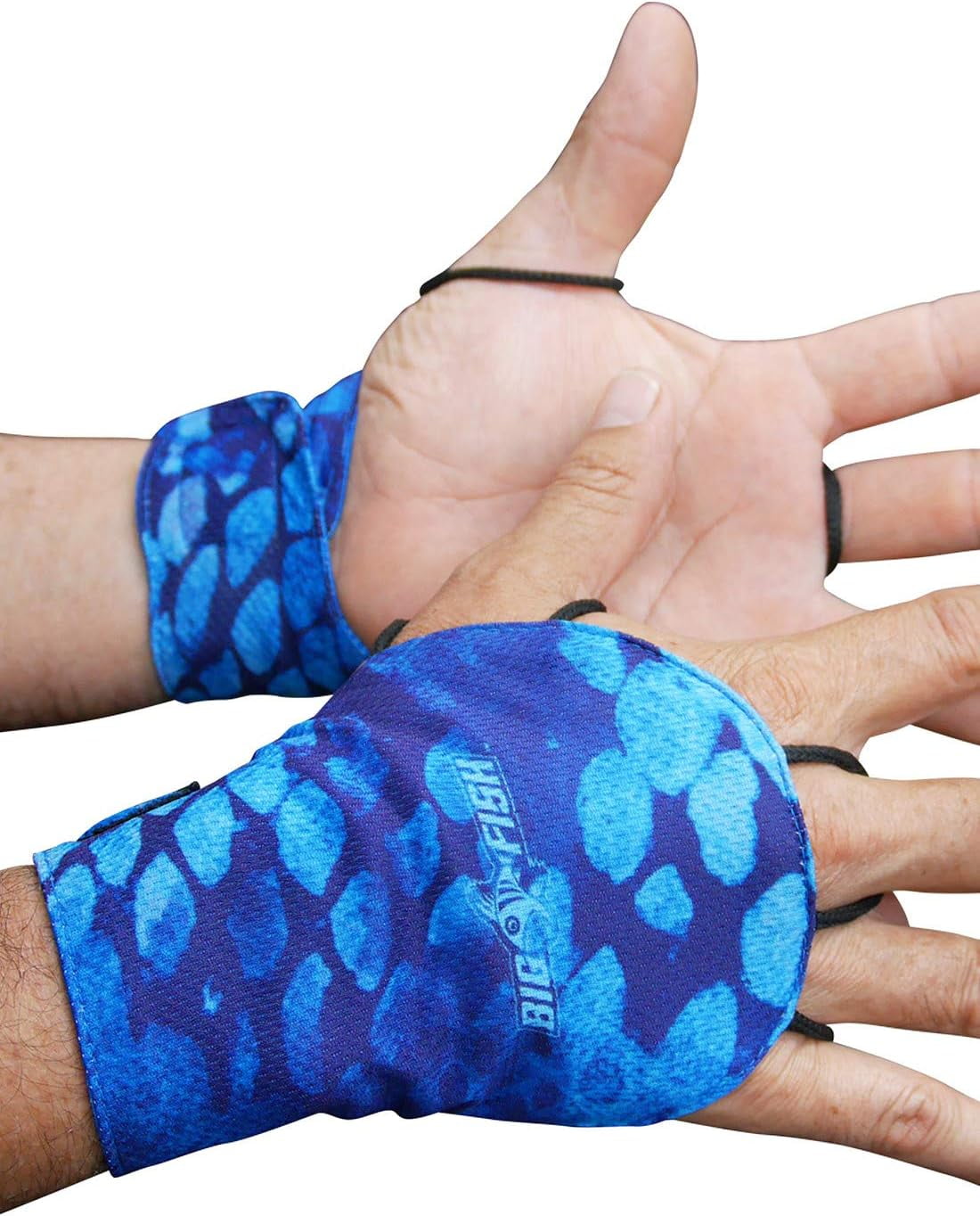 UPF 50+ Reversible PALMLESS Sun Gloves. Open Palm for Grip Feel - Blue ...