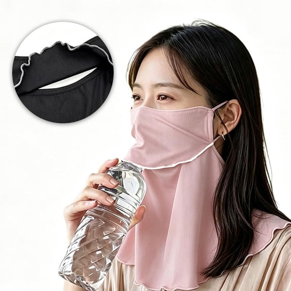 UPF 50+ Sun Protection Face Mask, Breathable Nylon Gaiter with Drink ...