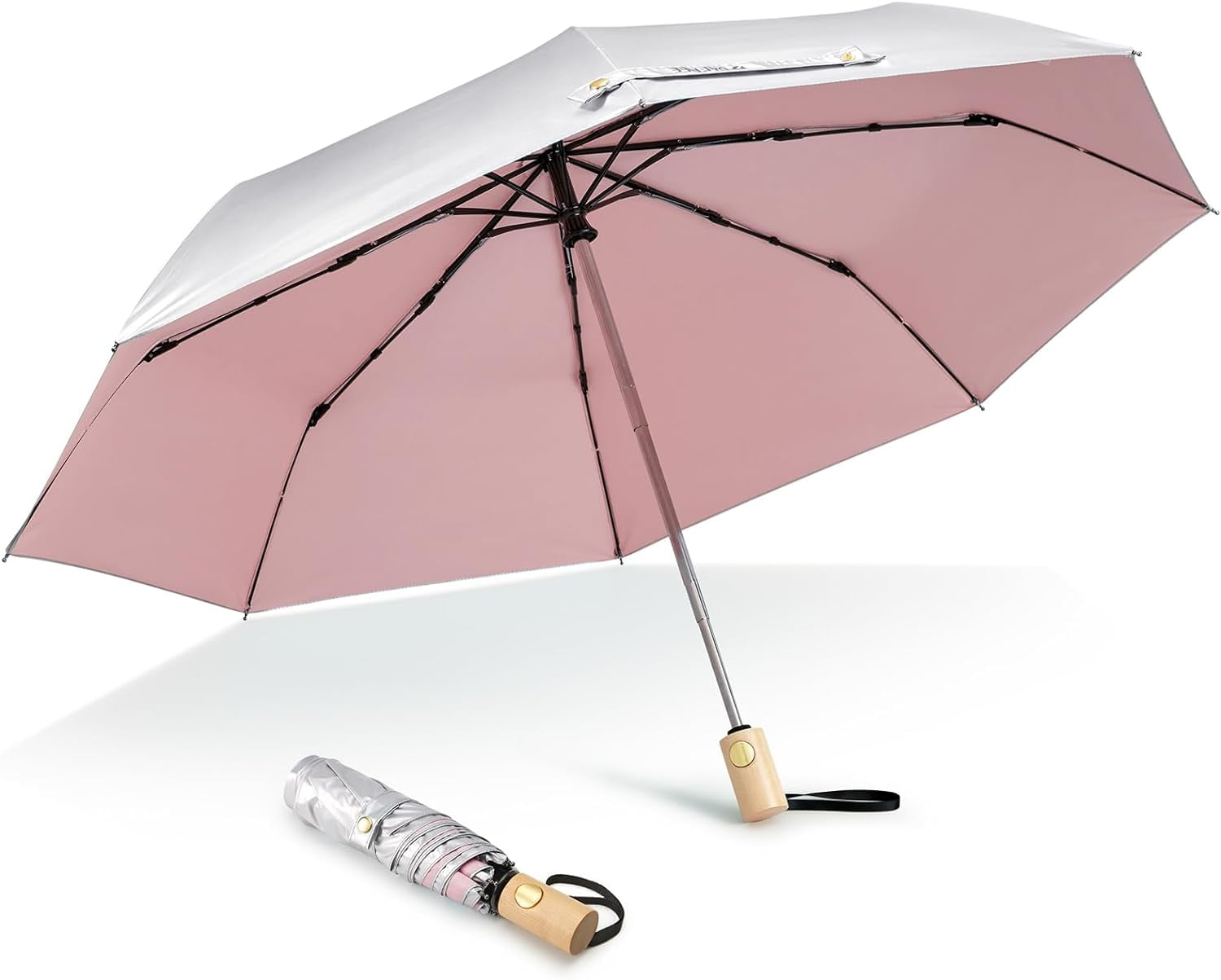 UPF 50+ UV Protection Travel Sun Umbrella Compact 42 Inch Small UV ...