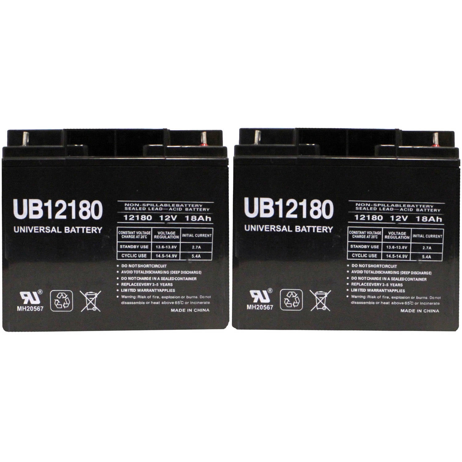 UPG 86910 Sealed Lead-Acid Batteries (12V; 18Ah; UB12180; 2 pk ...