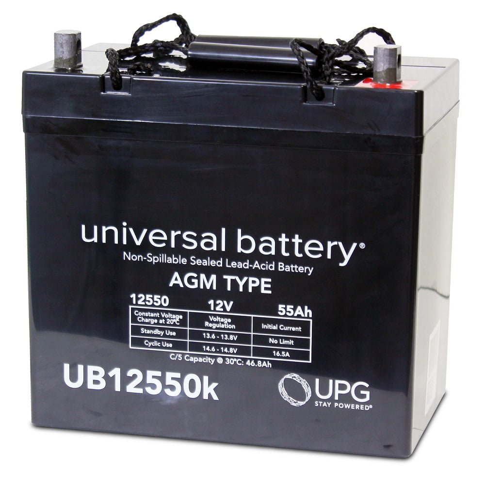 UPG UB12550 12V 55Ah AGM 22NF +R Battery for Mobility Power Chair ...