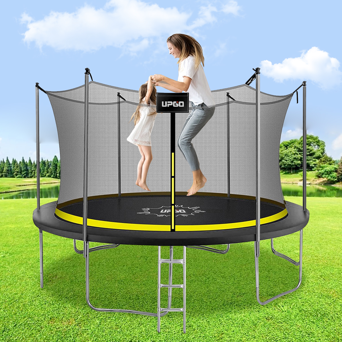 Furinno 10-Foot Trampoline, with Safety Enclosure, Blue - Walmart.com