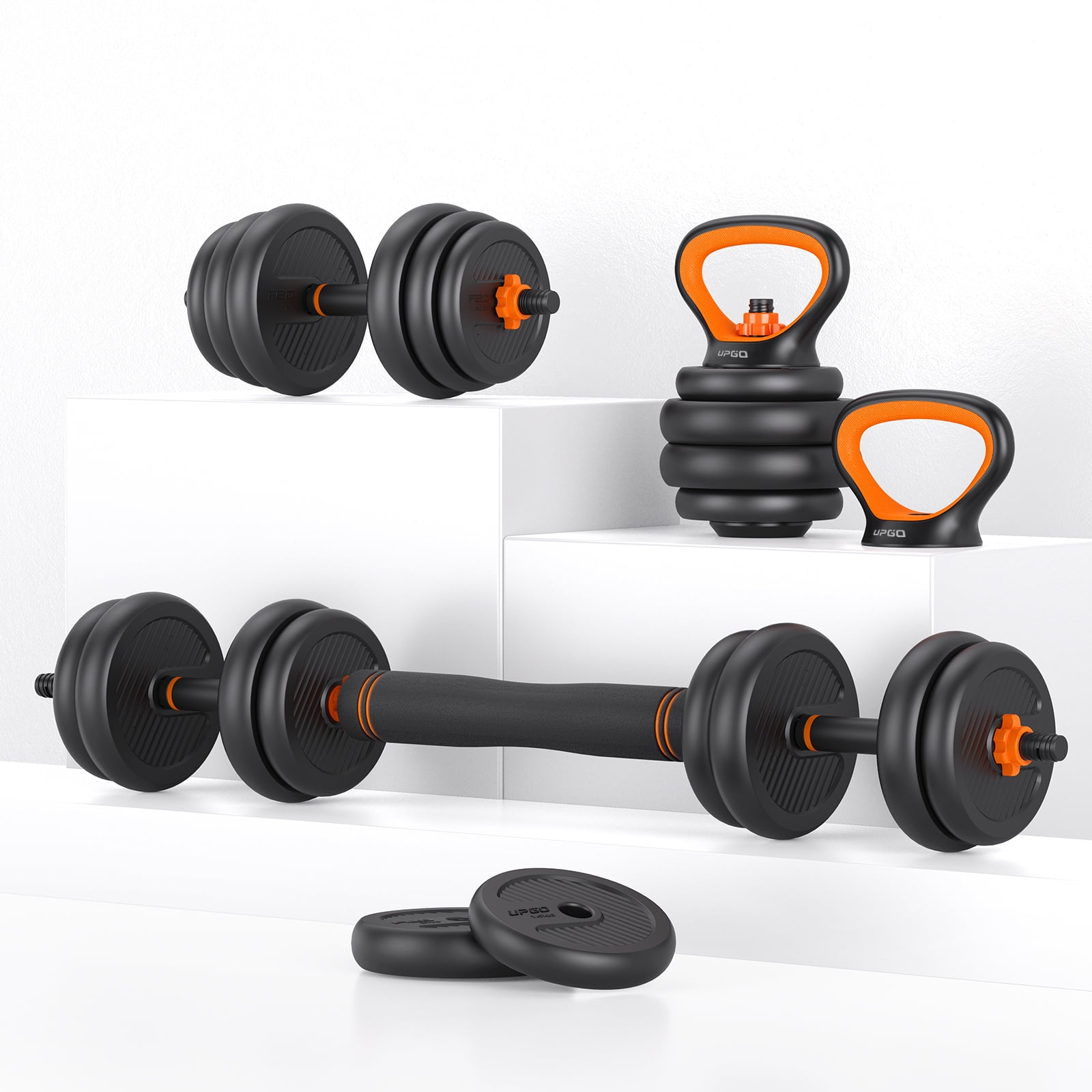 UPGO Adjustable Dumbbell Set, 50lb Free Weight Set with Connector Bar ...