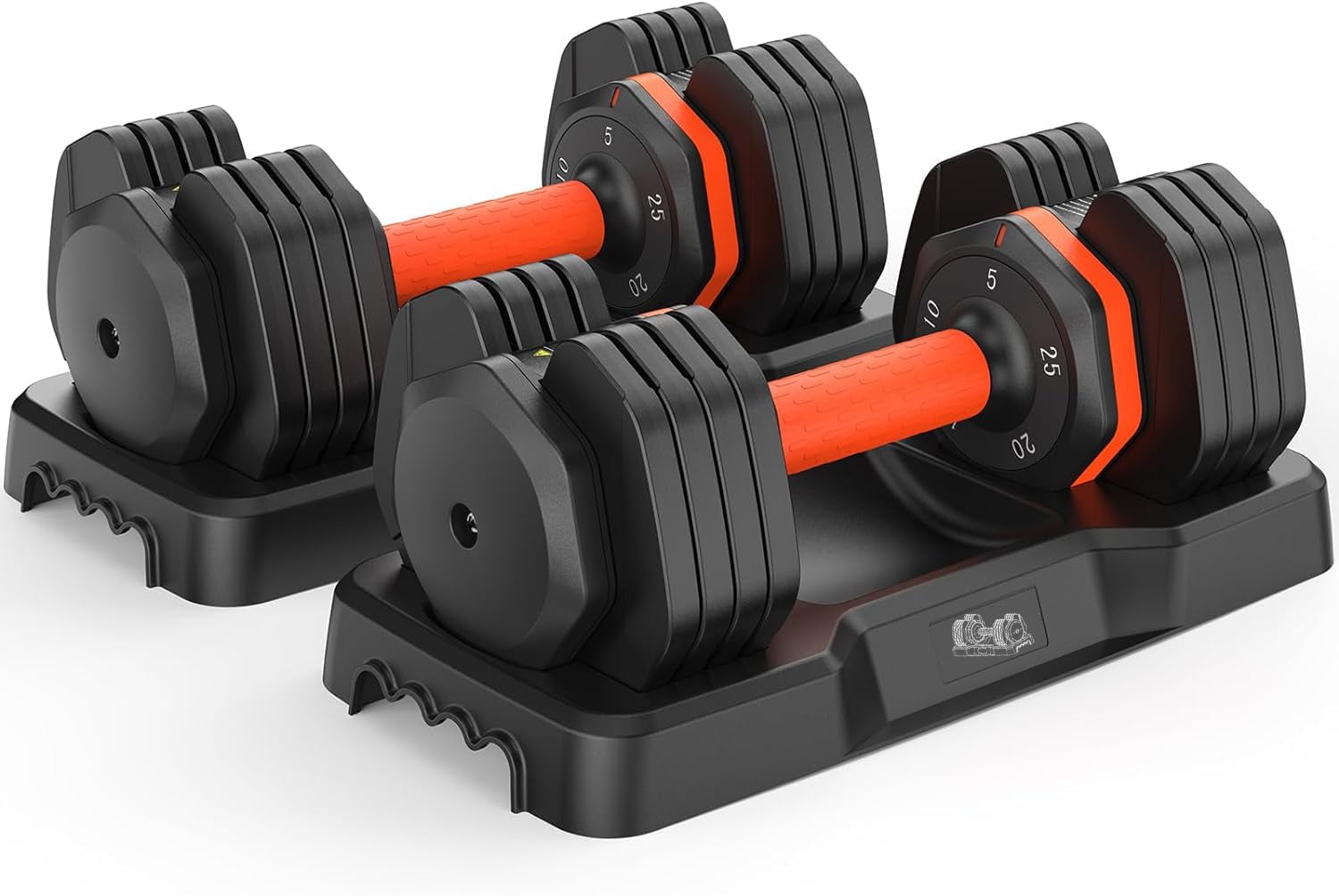 UPGO Adjustable Dumbbells Set 25LB A Pair Dumbbells Weights, 5 in 1 ...