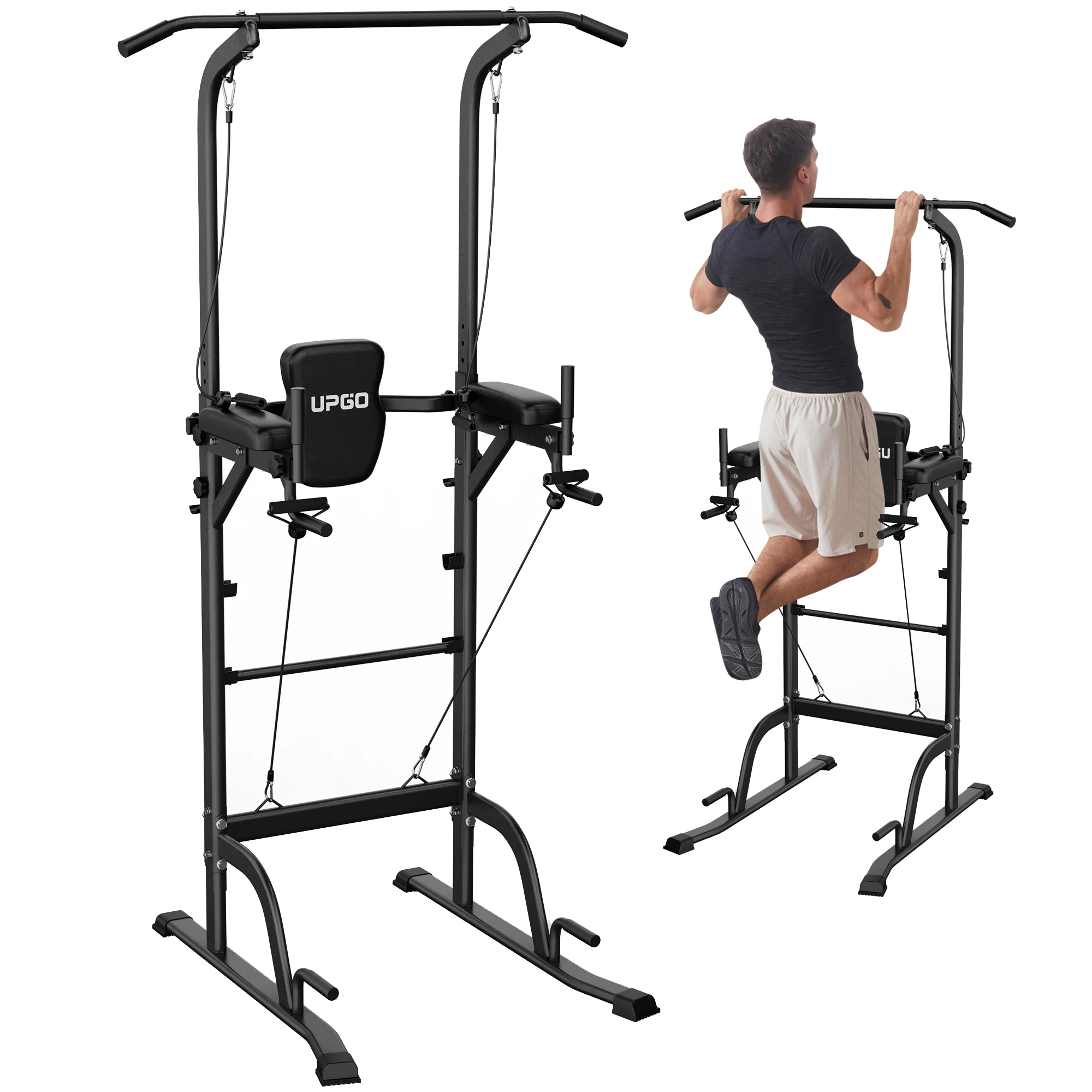 GoFit Elevated Chin Up Station, No Screw Strength Training Pull up Bar ...