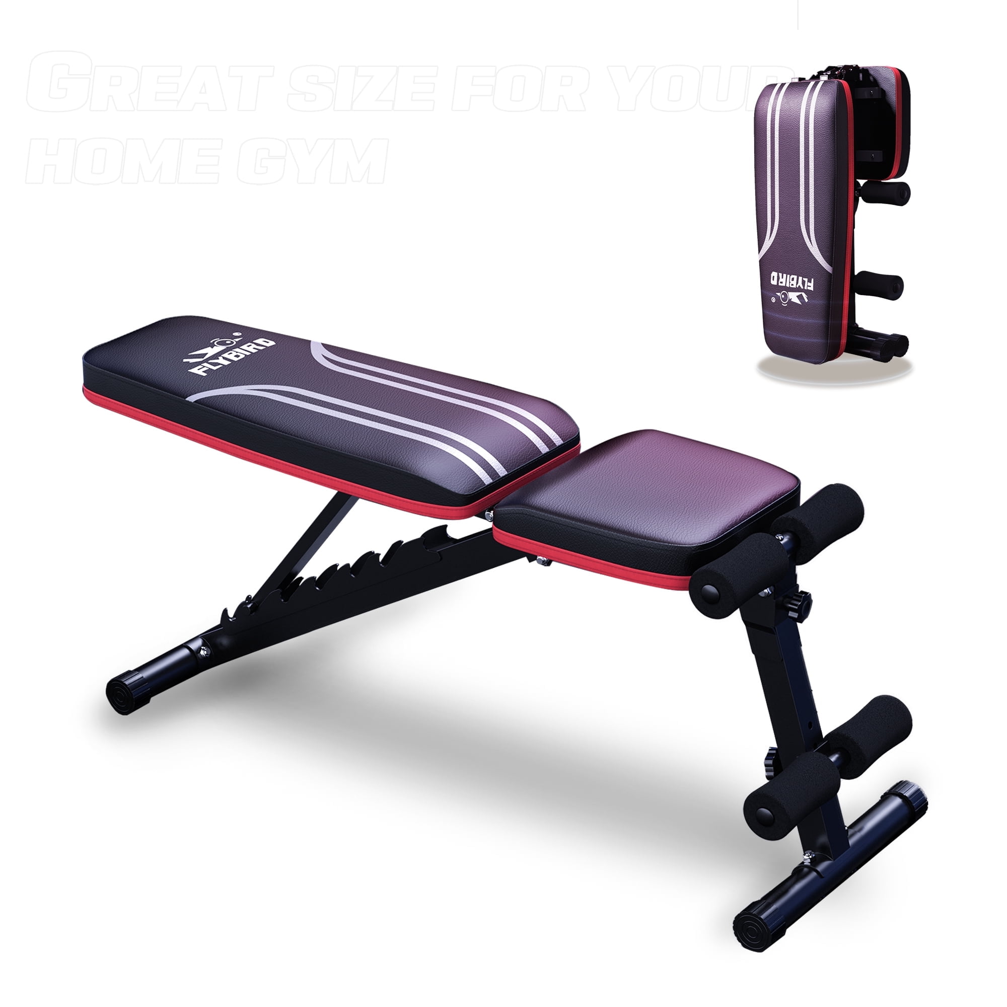 UPGO Adjustable Weight Bench for Home Gym - 12 Degree Decline Sit-Up Resistance Bands Included ...