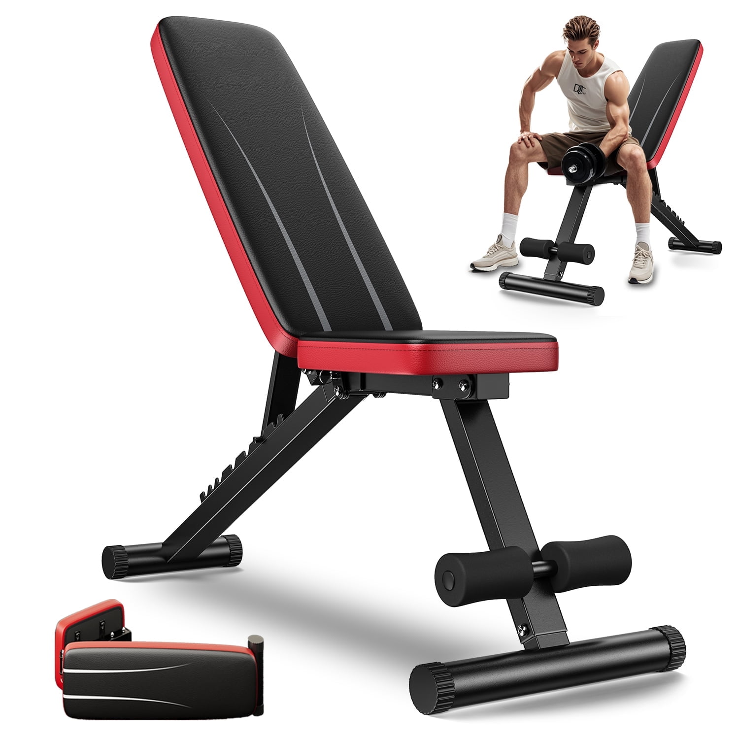 Sportsroyals Adjustable Weight Bench for Home Gym, Foldable Workout ...