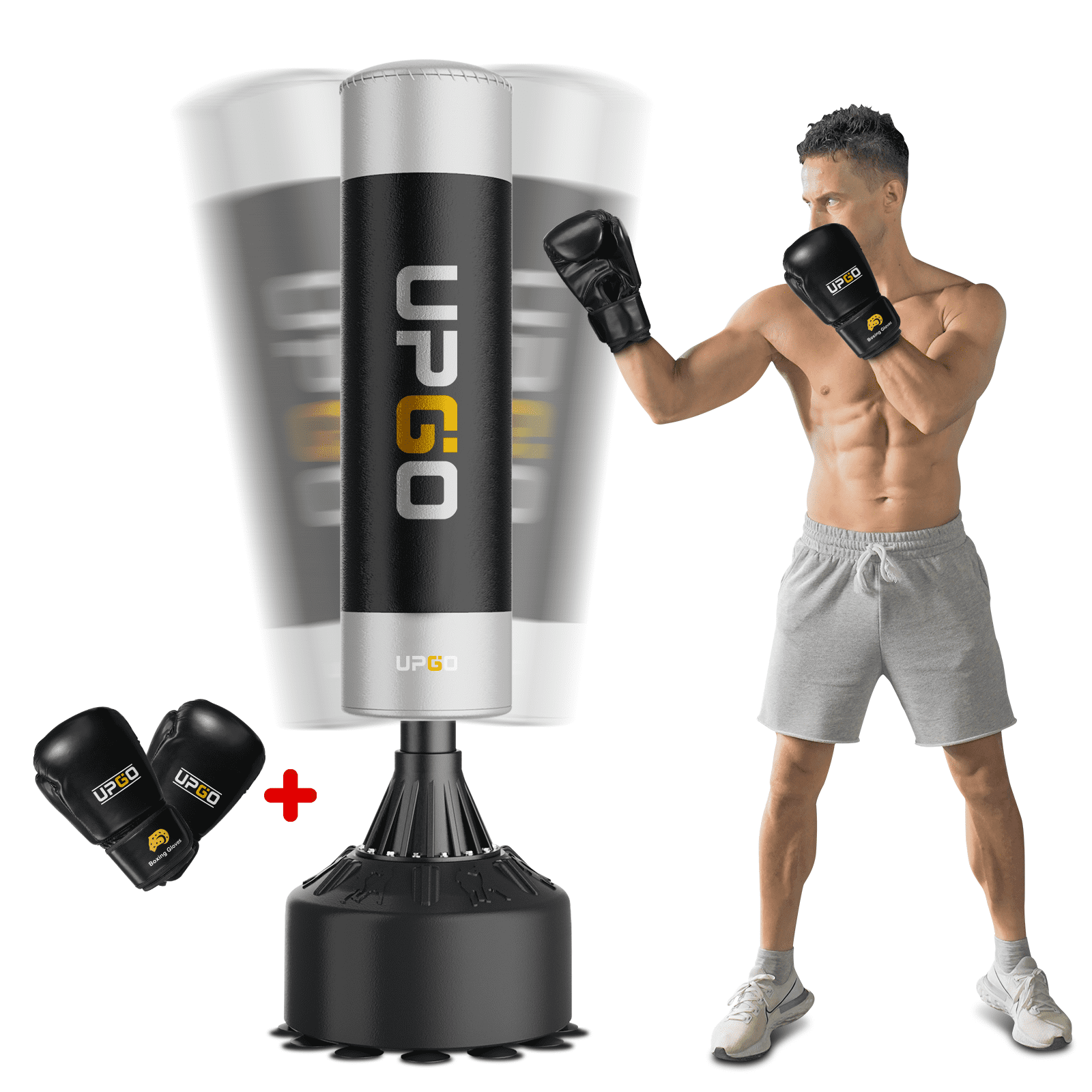 UPGO Weighted Free Standing 71''-215lbs Punching Bag with Boxing Gloves ...