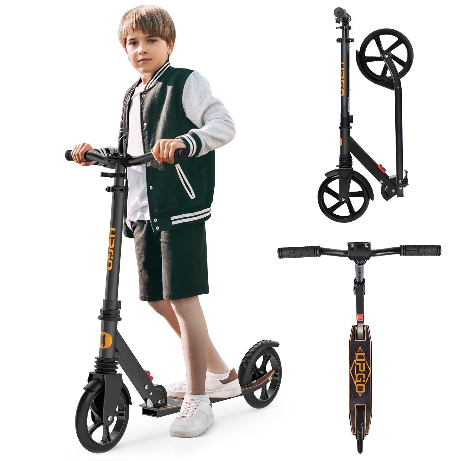 Upgo Kick Scooter for Ages 6+ Orange, Foldable, 8-Inch Wheels, 240 LB ...