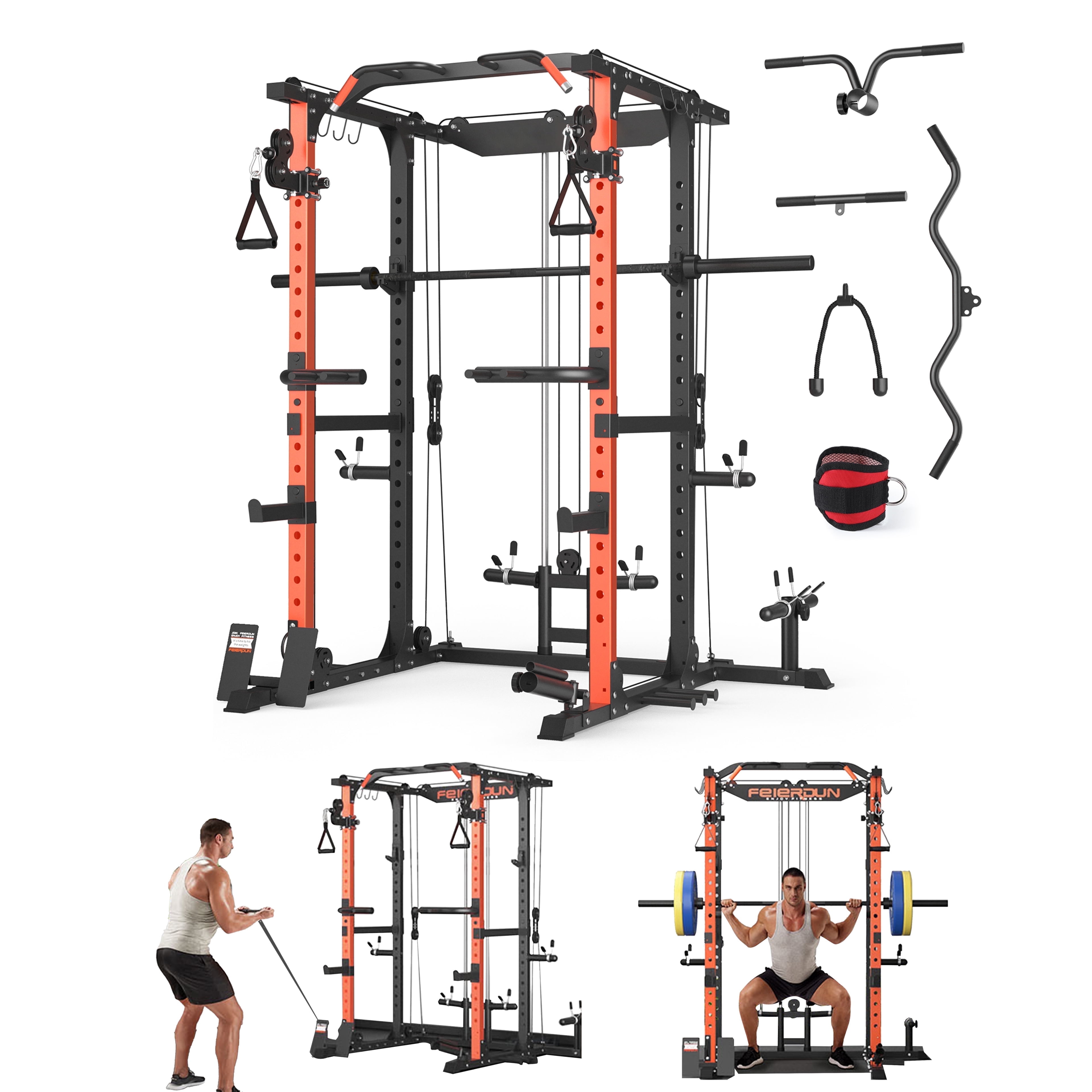 UPGO Multi-function Squat Rack Power Cage with 2000LBS Capacity, Cable ...