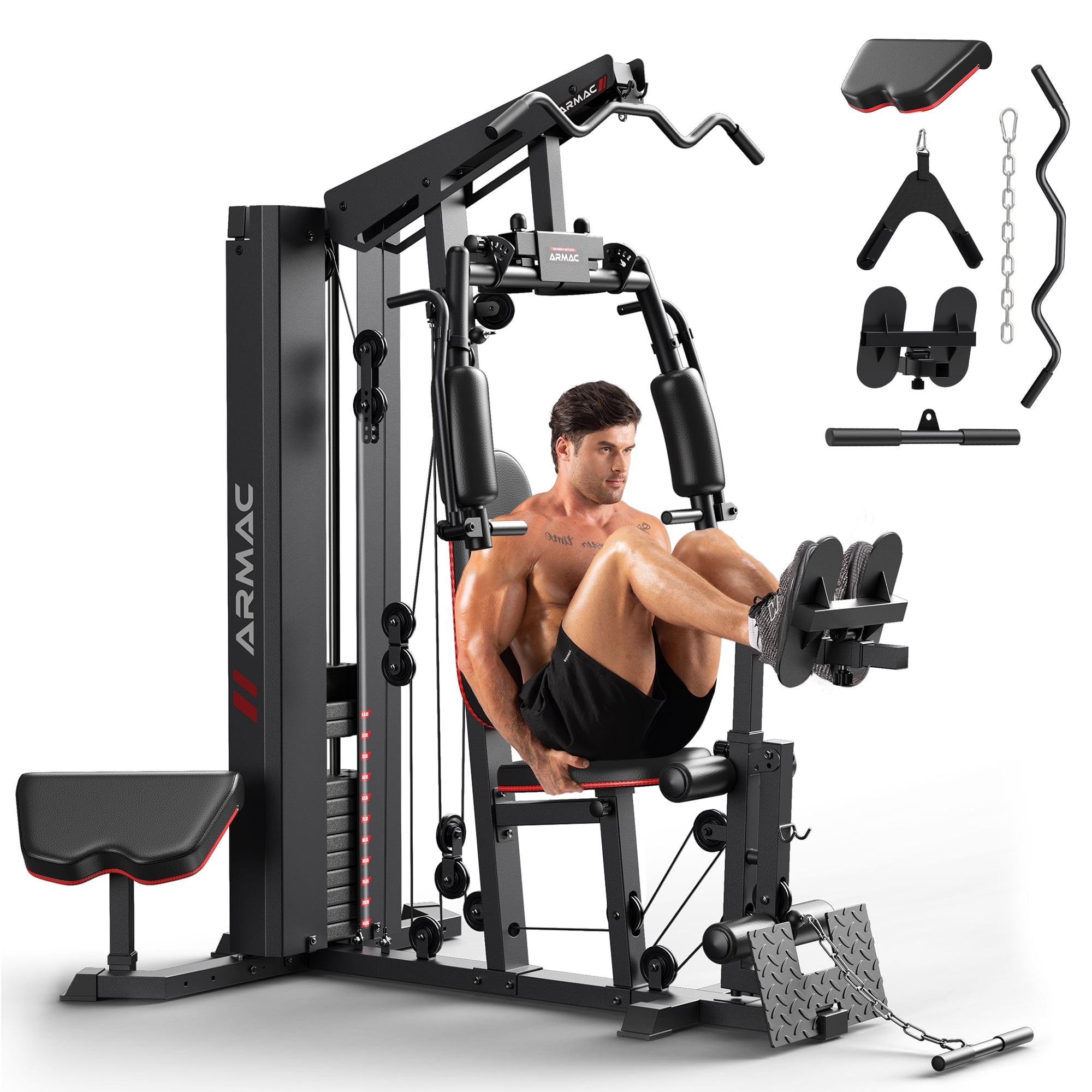 UPGO Home Gym Station, Workout Station with 150LBS Weight Stack, Leg ...
