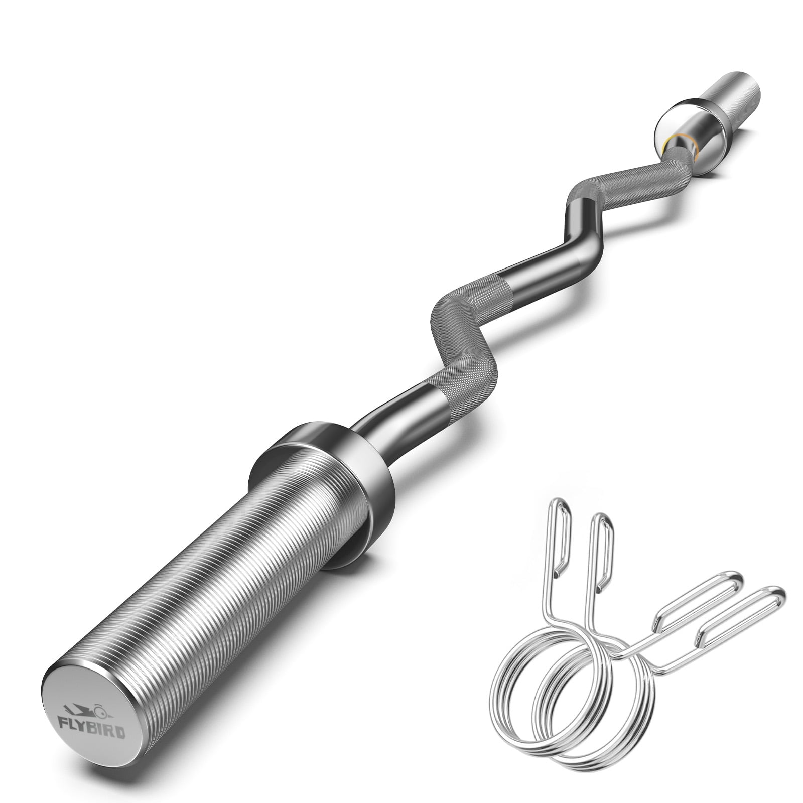 FLYBIRD Olympic Barbell EZ Curl Bar 47in for Weightlifting, Hip Thrusts ...