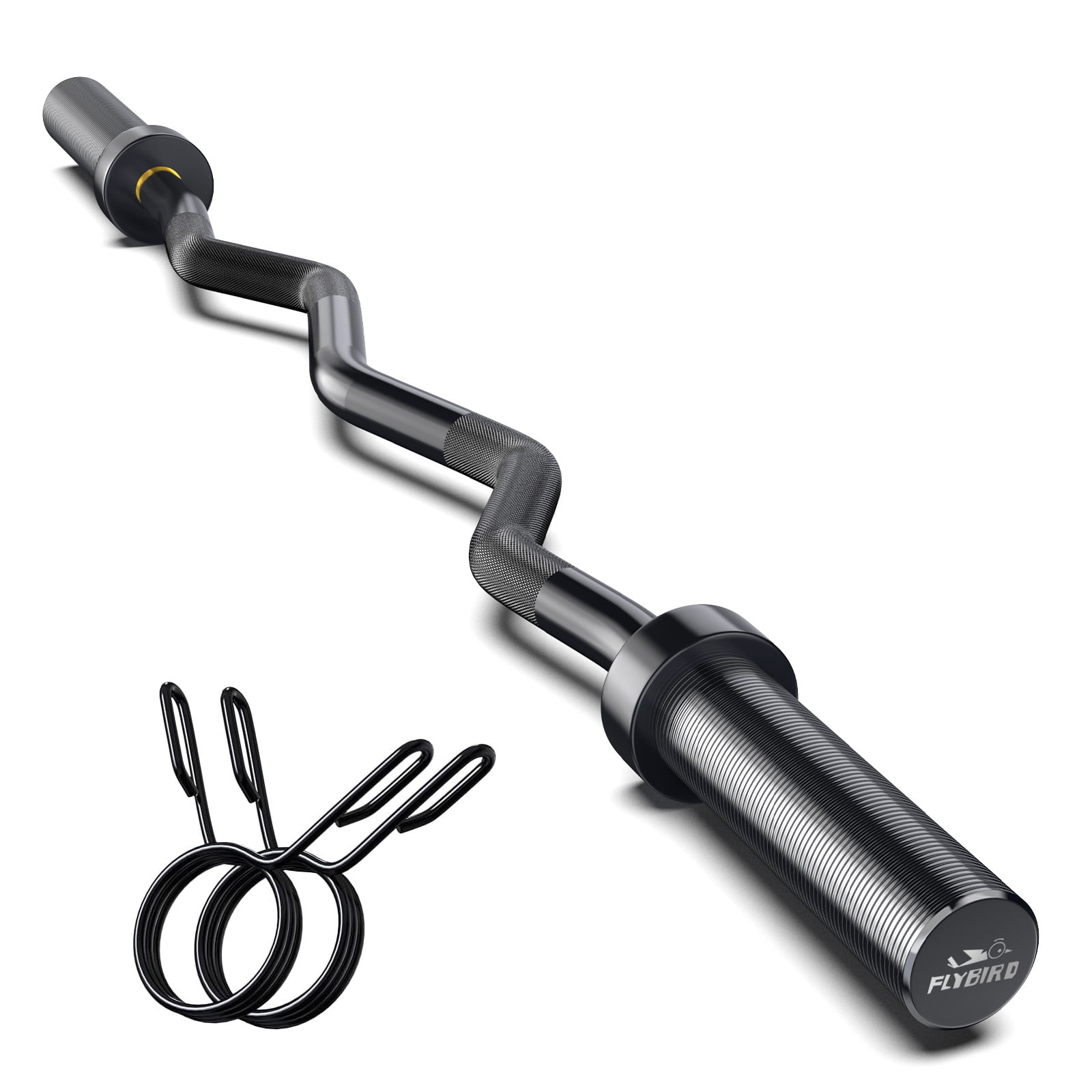 FLYBIRD Olympic Barbell EZ Curl Bar 47in for Weightlifting, Hip Thrusts ...