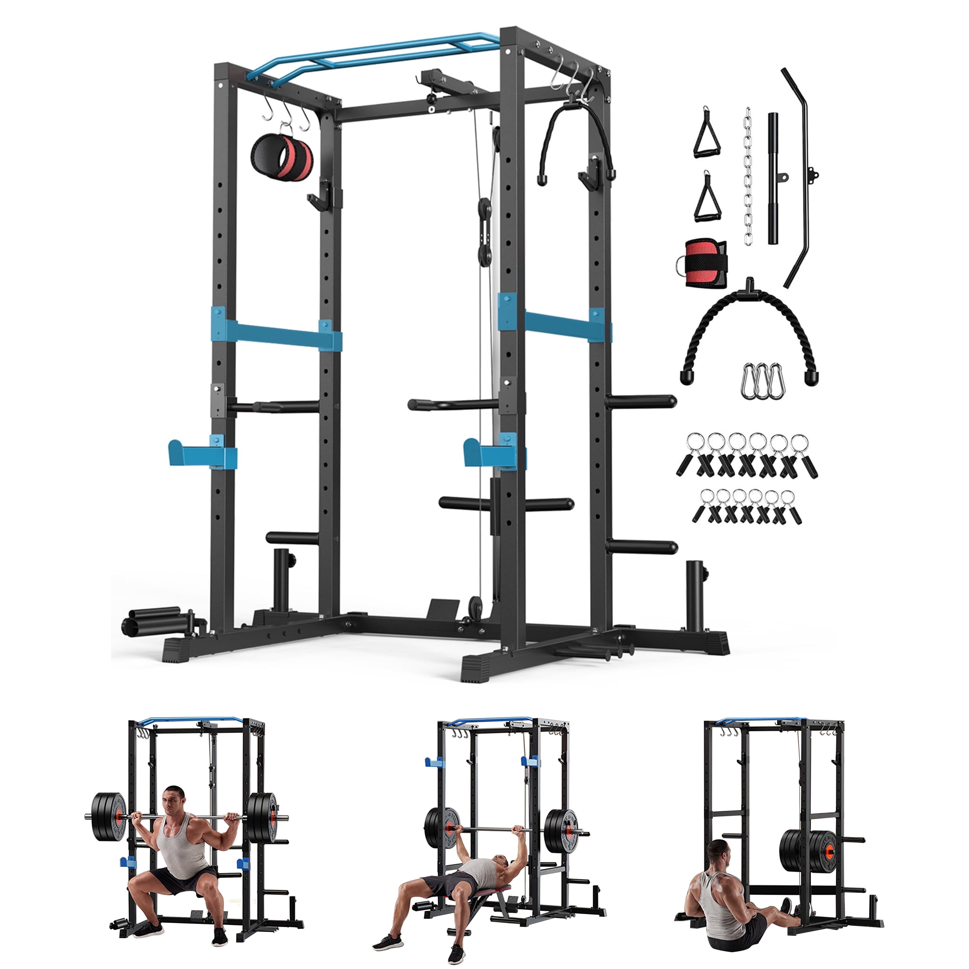 UPGO Power Cage,1200lbs Multi-Function Power Rack with Lat Pulldown and ...