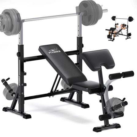 660LBS Adjustable Weight Bench with Squat Rack , 6-in-1 Workout Bench ...